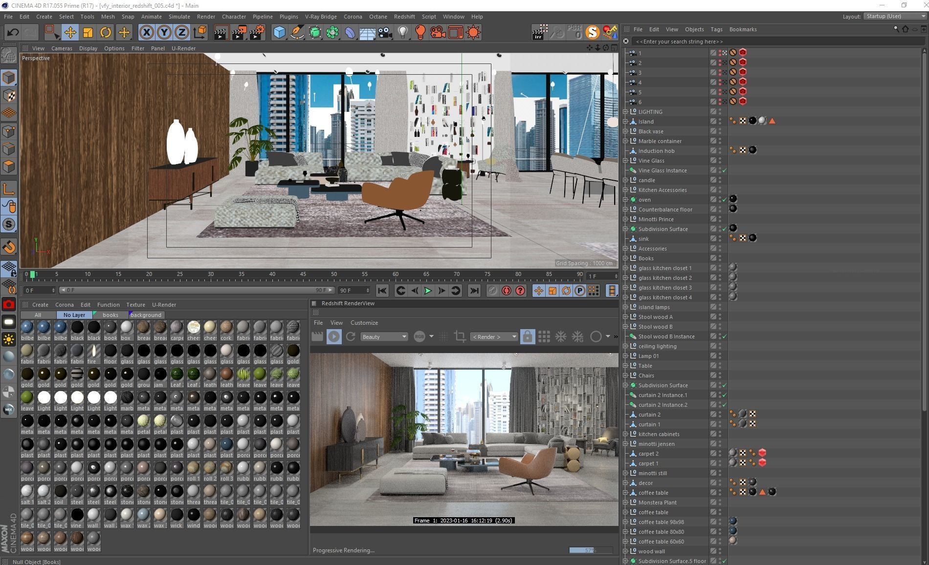 Apartment Scene for Cinema 4D and Redshift 3D model | CGTrader