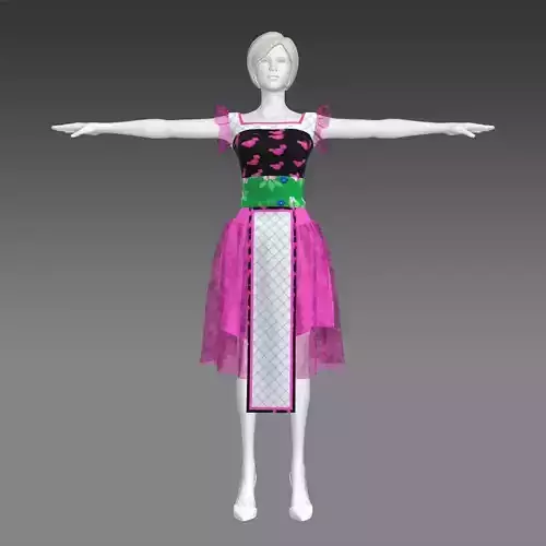 skirt dress outfit for female use in cartoon 3D 3D model | CGTrader