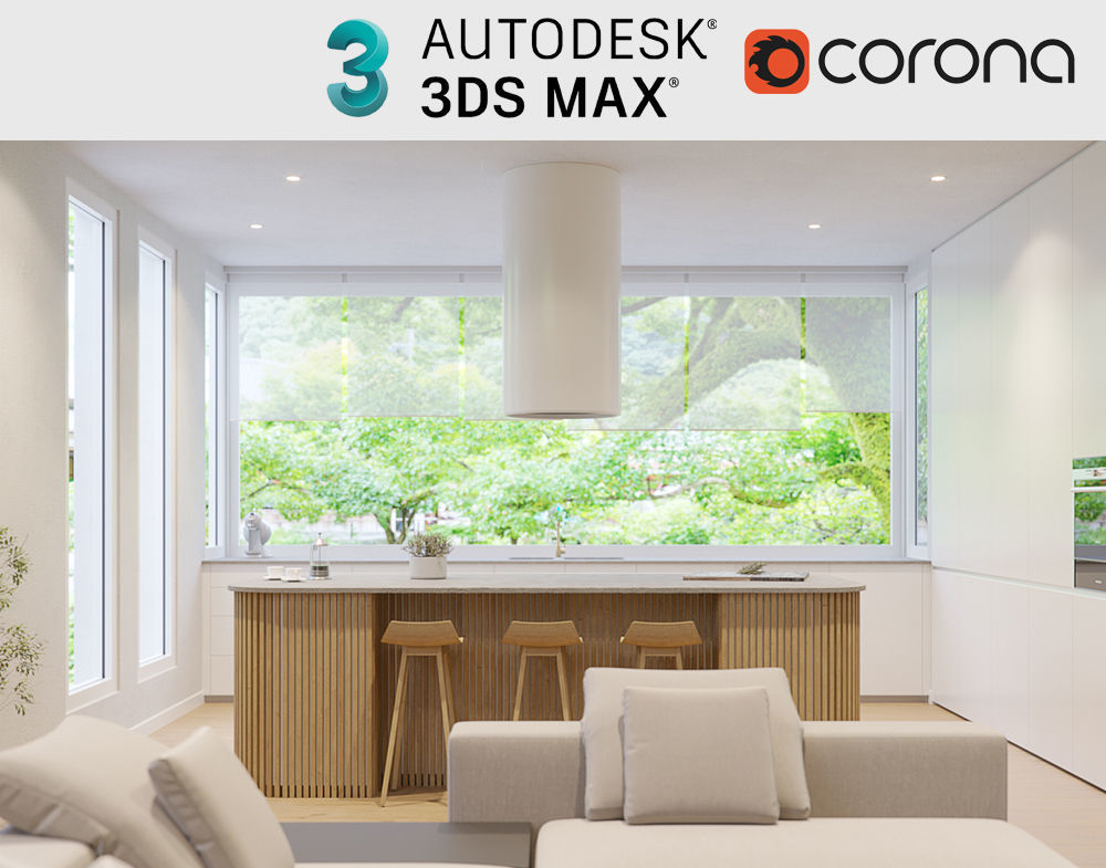 Corona - 3ds Max Scene files - Modern Kitchen Interior 3D model | CGTrader