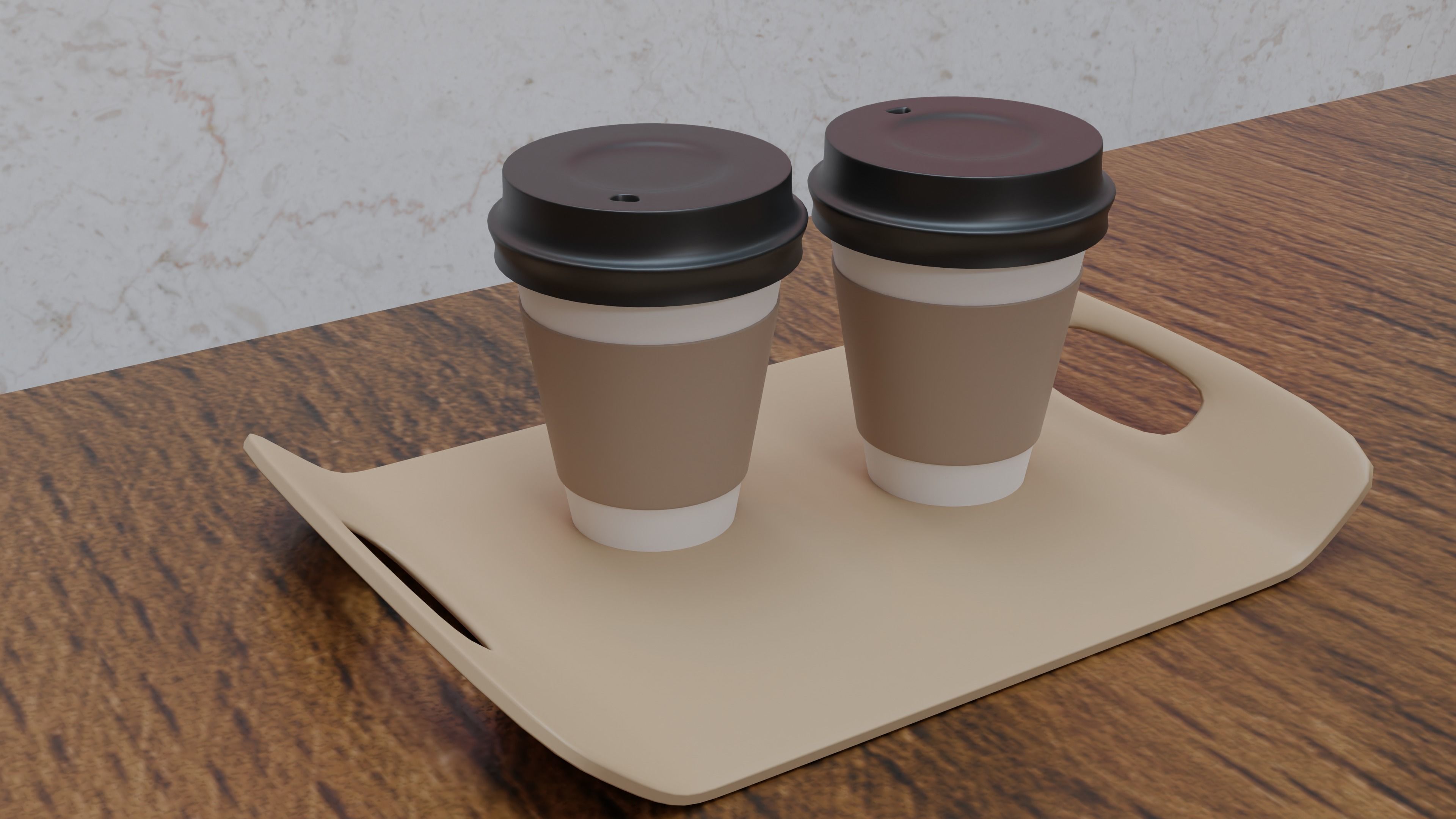 Coffee cups with tray free VR / AR / low-poly 3D model | CGTrader