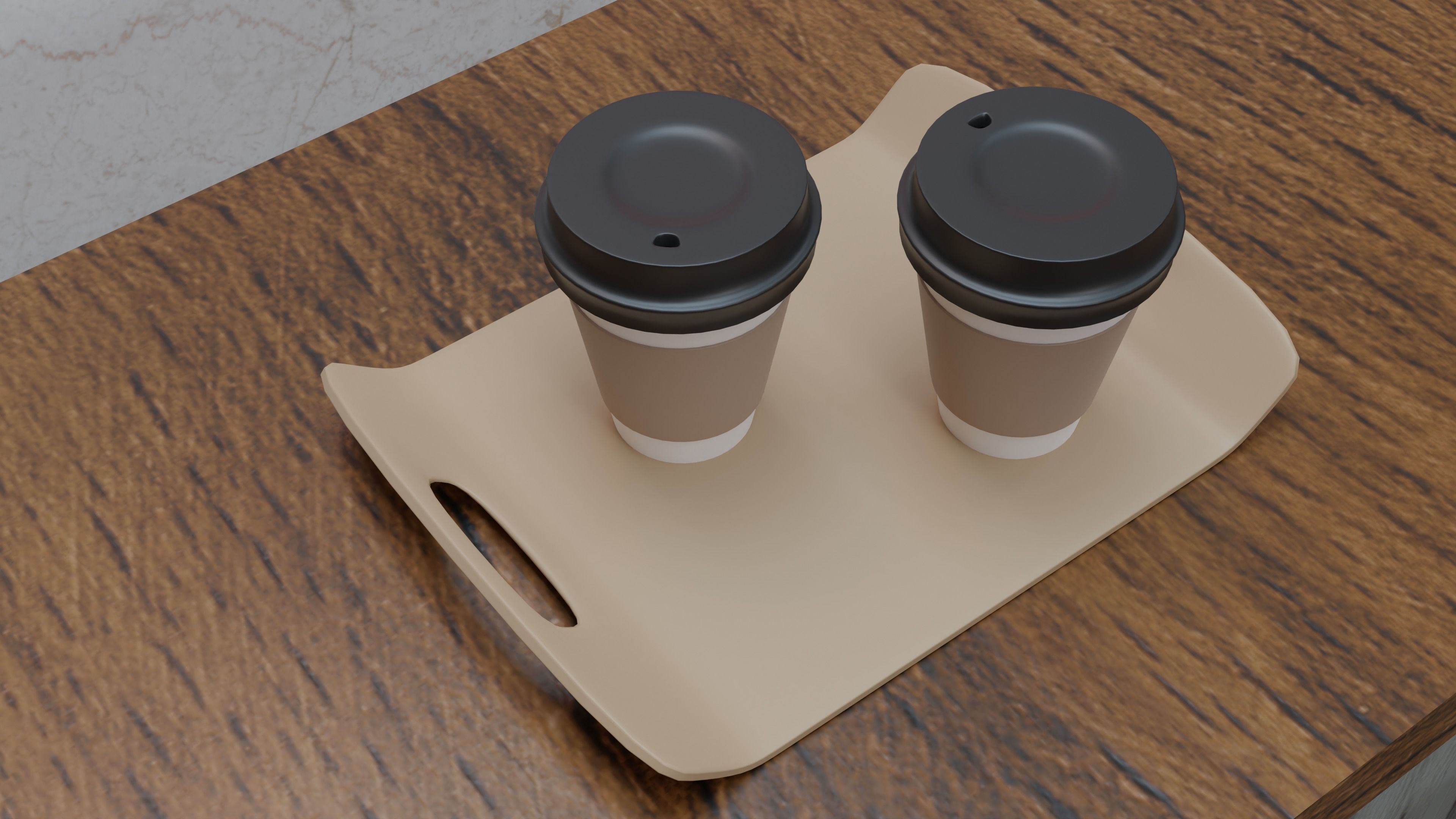 Coffee cups with tray free VR / AR / low-poly 3D model | CGTrader