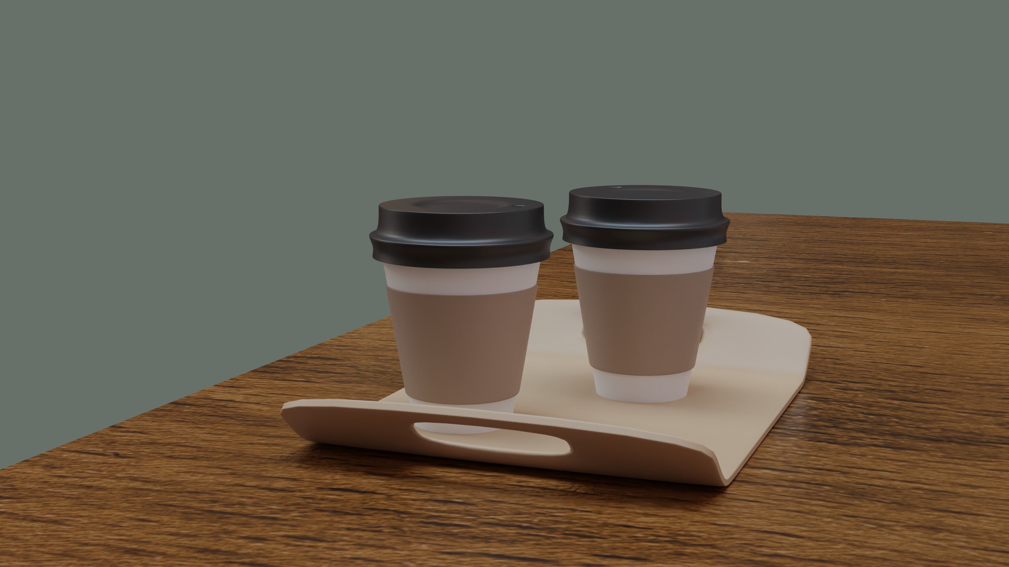Coffee cups with tray free VR / AR / low-poly 3D model | CGTrader