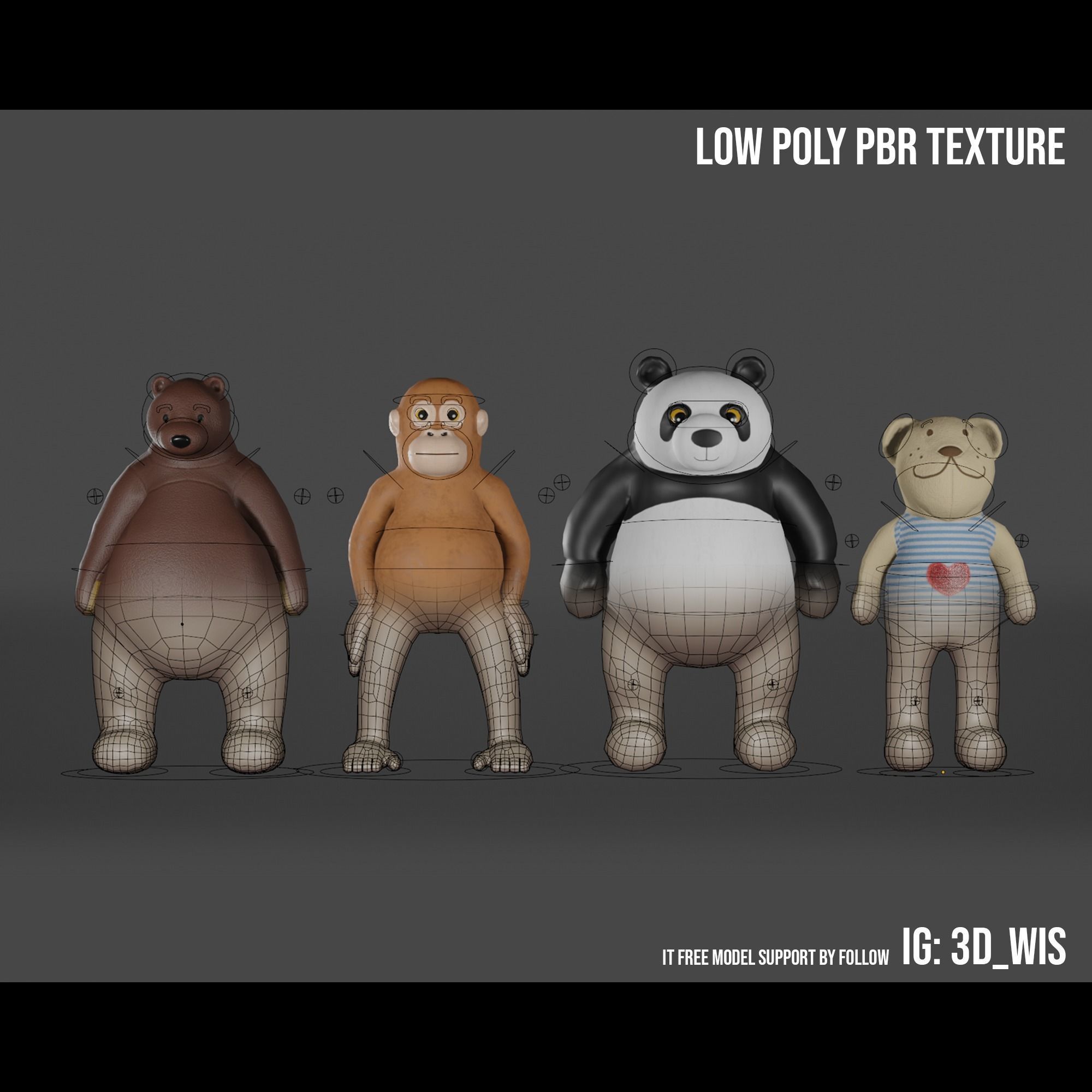 Animal Low poly Pack free VR / AR / low-poly 3D model rigged | CGTrader