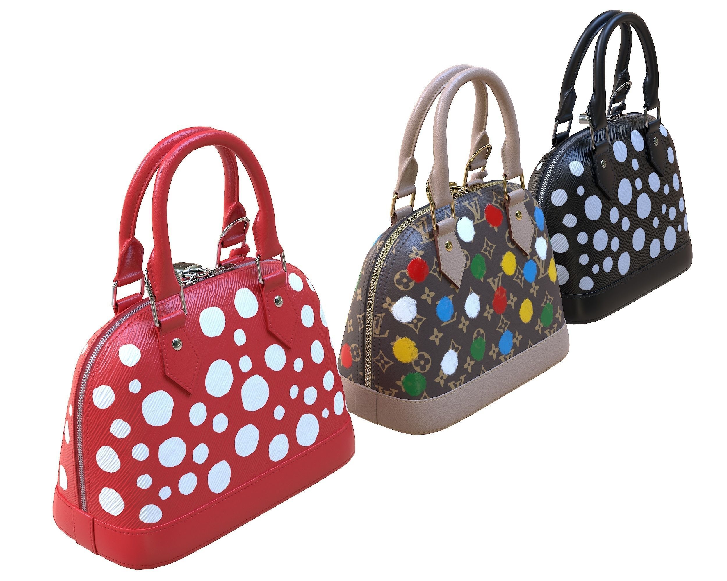 3D model Louis Vuitton Alma Bags Yayoi Kusama VR / AR / low-poly | CGTrader