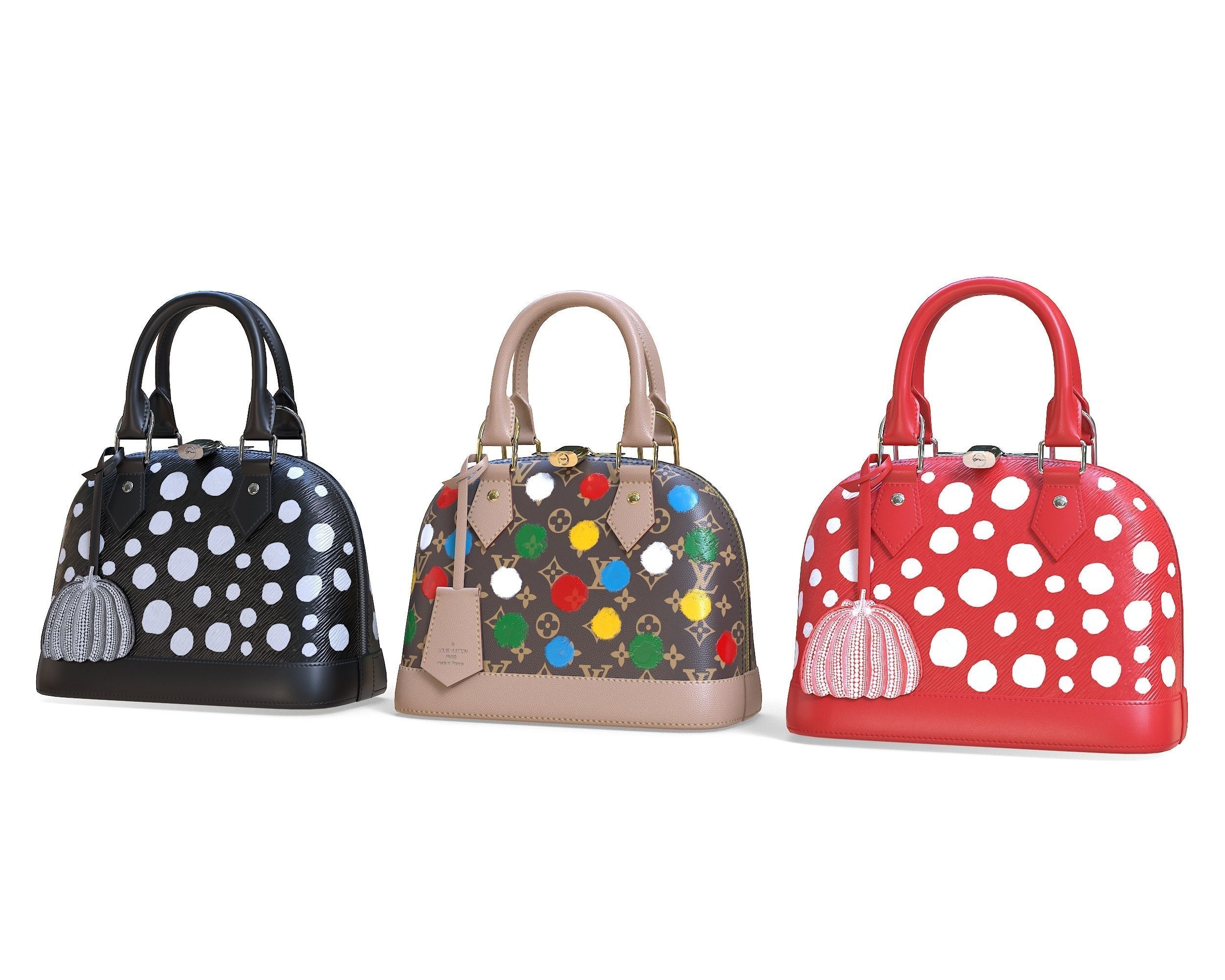 3D model Louis Vuitton Alma Bags Yayoi Kusama VR / AR / low-poly | CGTrader