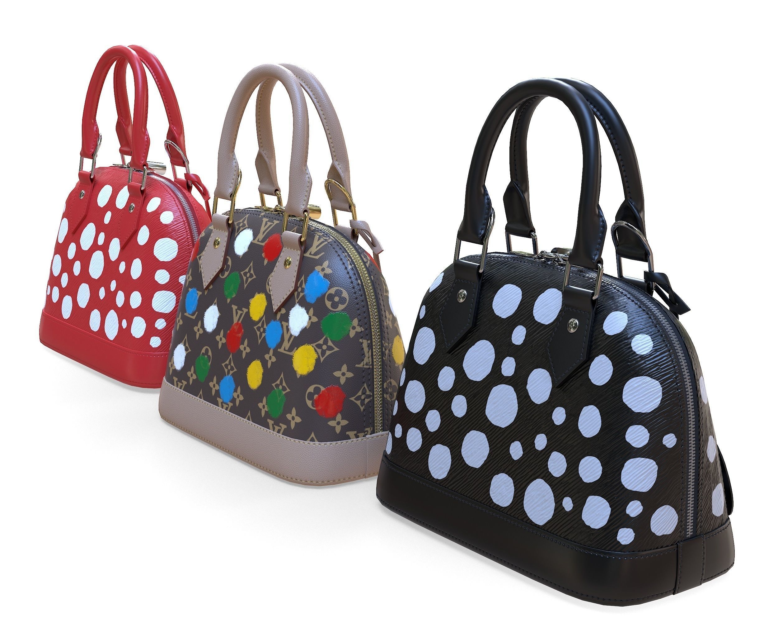 3D model Louis Vuitton Alma Bags Yayoi Kusama VR / AR / low-poly | CGTrader