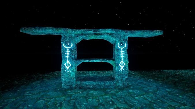 3D model Realistic PBR Crypt Model stone structure lit up at night VR ...