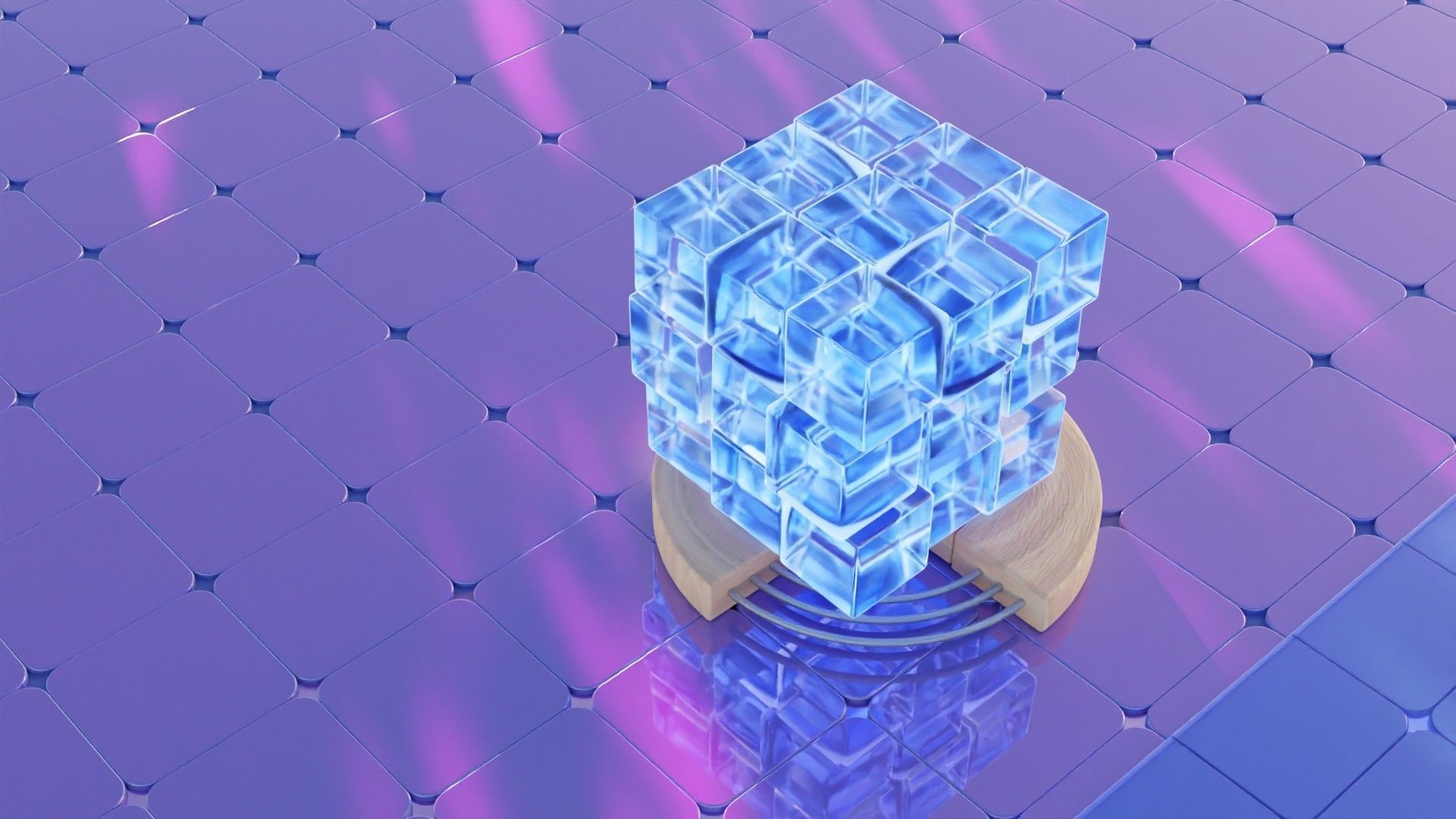3d model of a glass cube with lighting and materials free 3D model ...