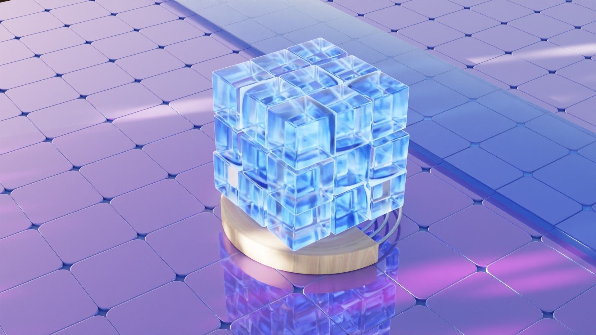3d model of a glass cube with lighting and materials free 3D model ...