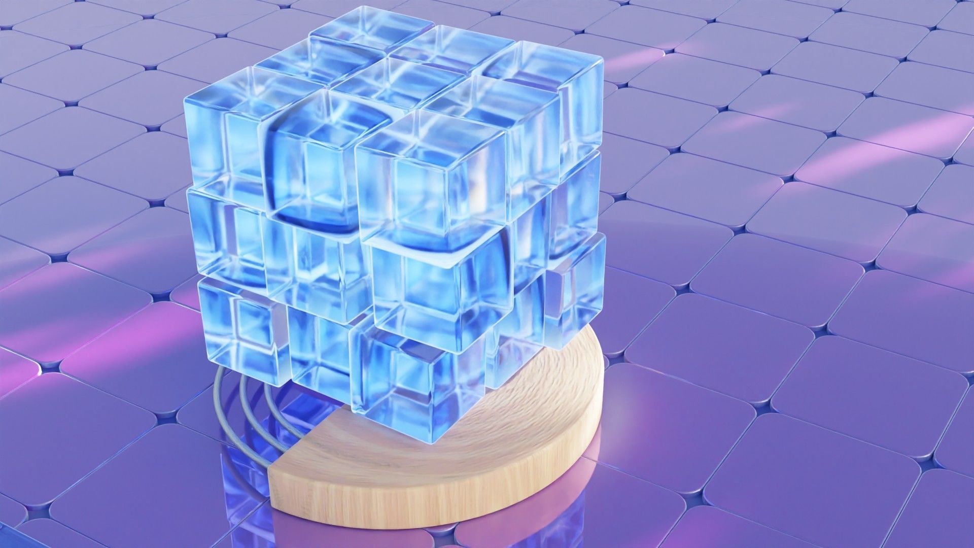 3d model of a glass cube with lighting and materials free 3D model ...