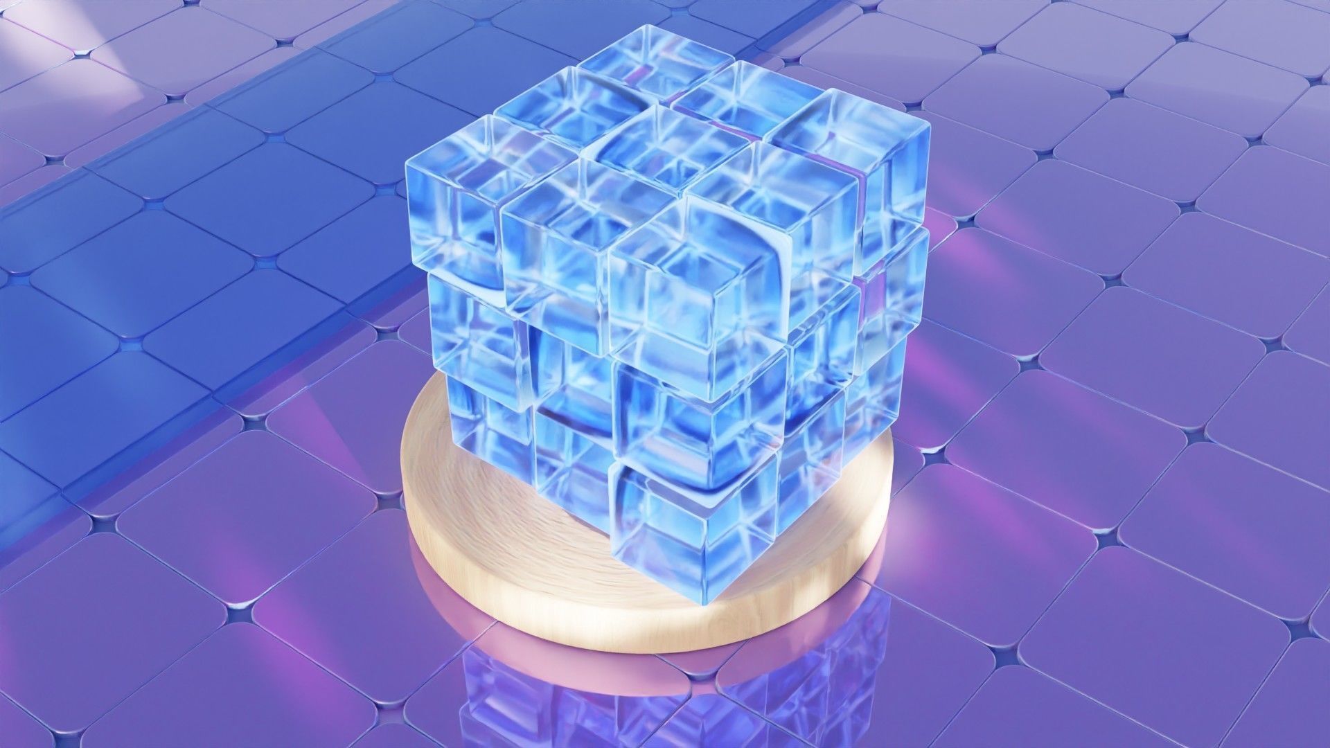 3d model of a glass cube with lighting and materials free 3D model ...