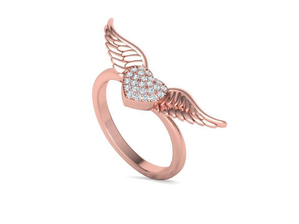Angel Ring Wings and Heart Own design 3dprint model 3D model 3D ...