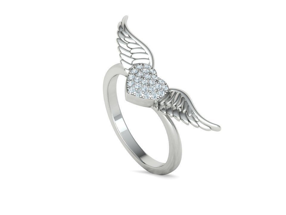 Angel Ring Wings and Heart Own design 3dprint model 3D model 3D ...