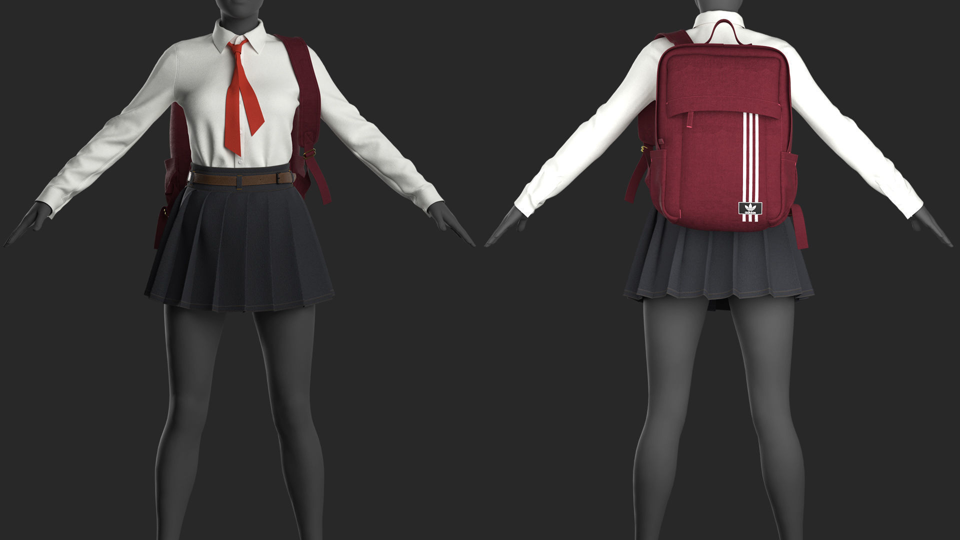 Girls Uniform 2 - Marvelous Designer 3D model | CGTrader