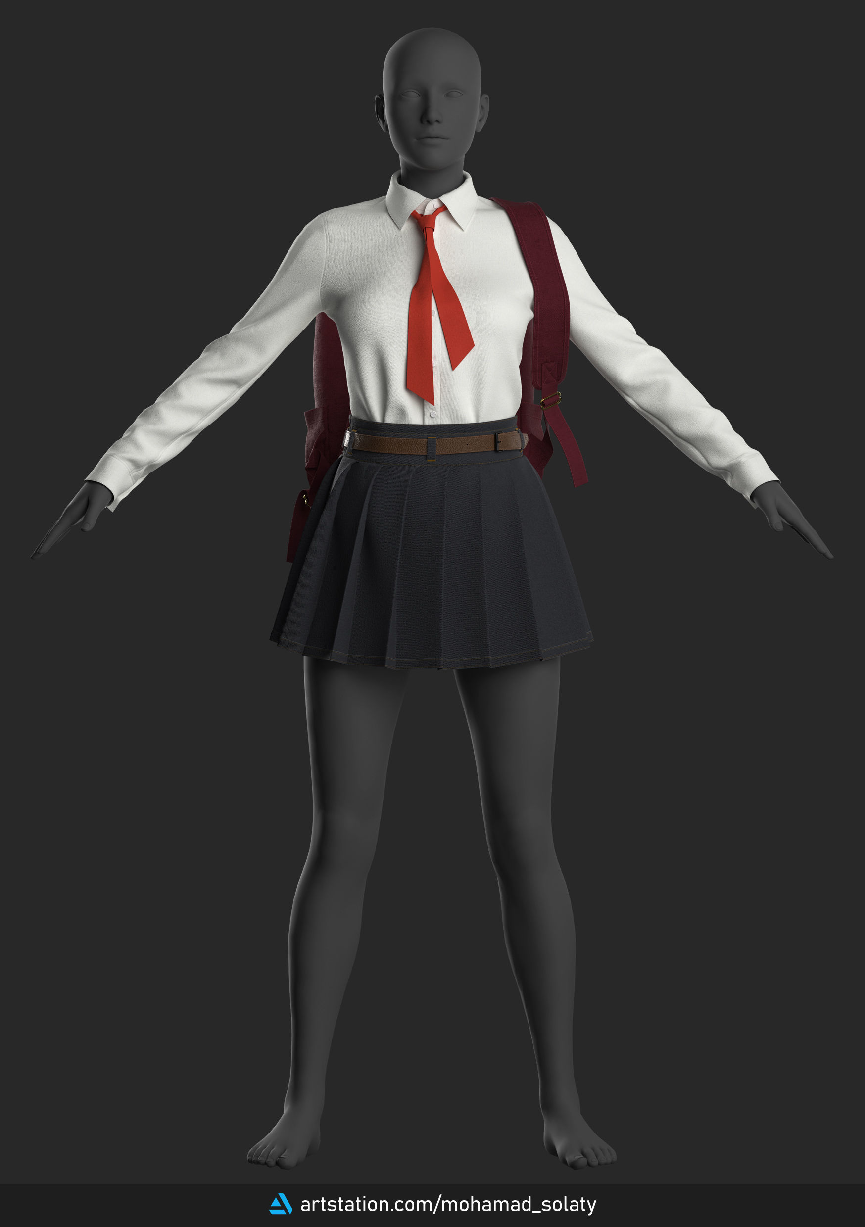 Girls Uniform 2 - Marvelous Designer 3D model | CGTrader
