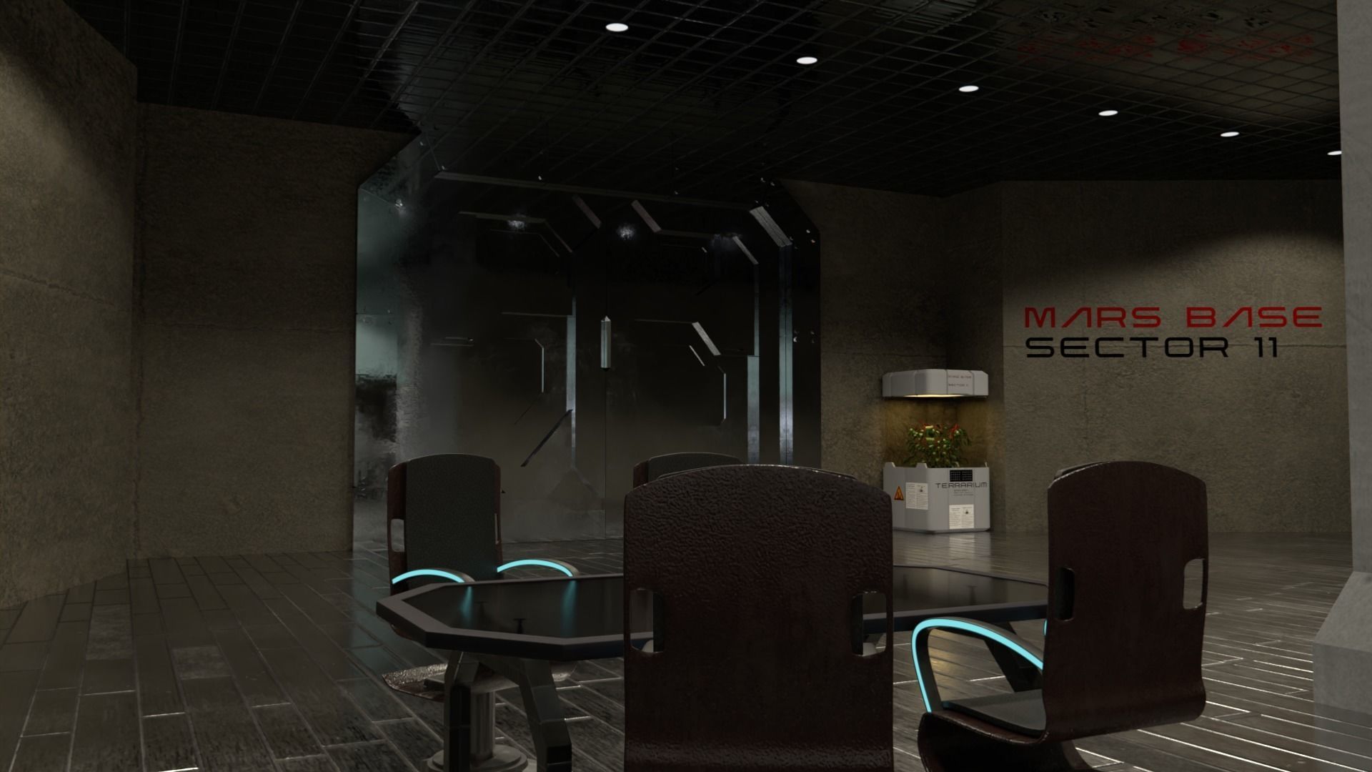 sci-fi cafeteria 3D model | CGTrader