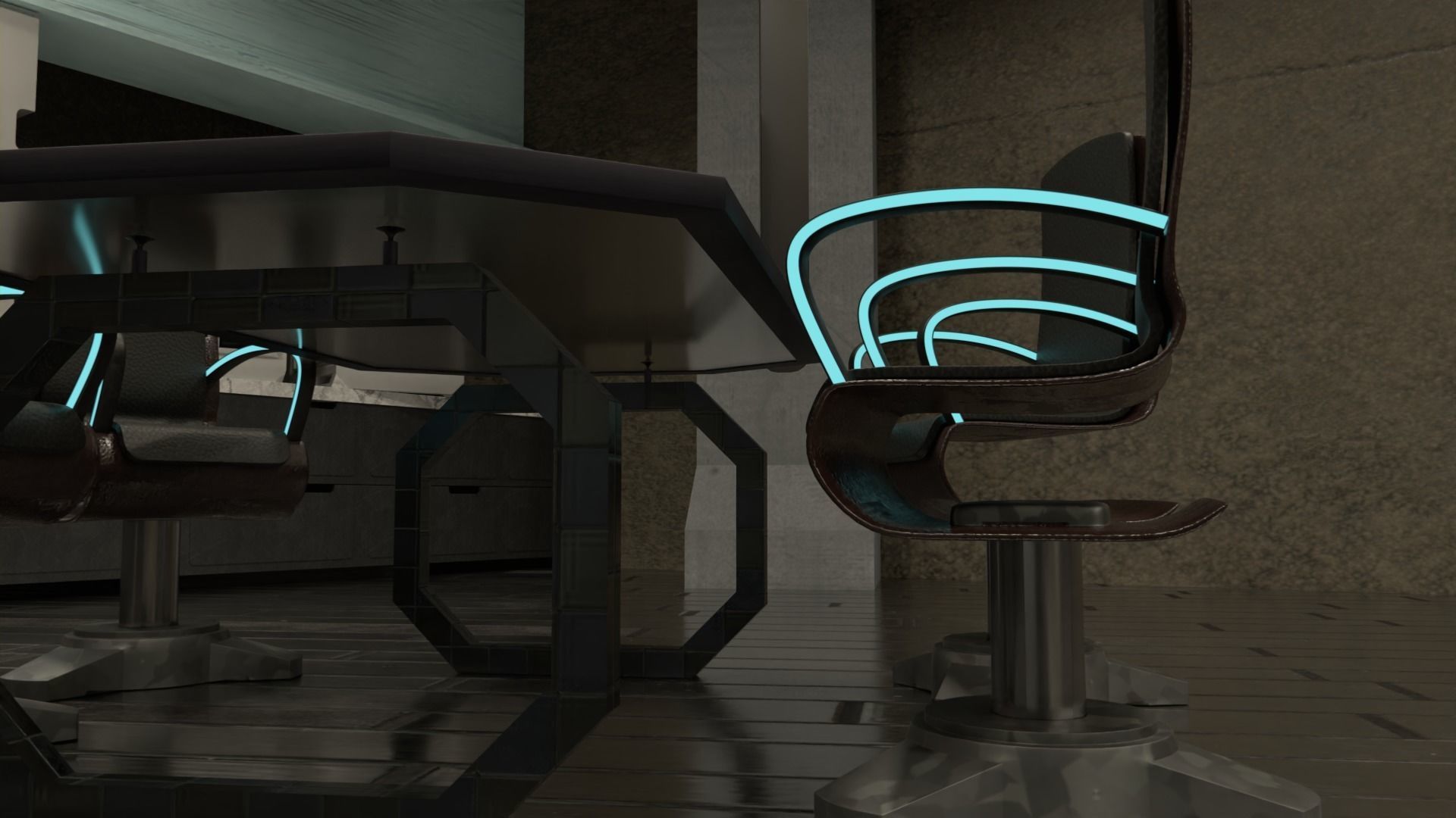 sci-fi cafeteria 3D model | CGTrader
