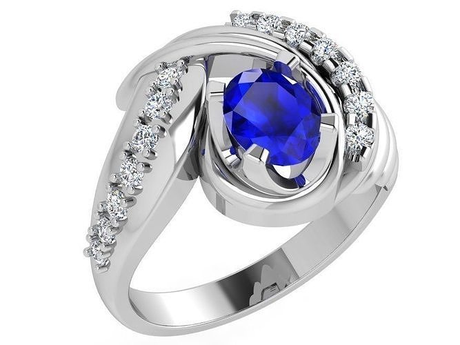 Textured blue stone diamond ring 3603 3D print model 3D model 3D ...