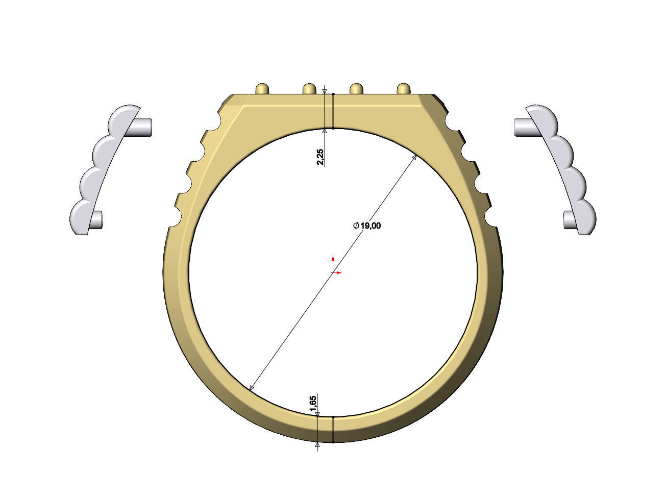 Triple diamonds presidential link inserts ring US size 9 3D model 3D ...