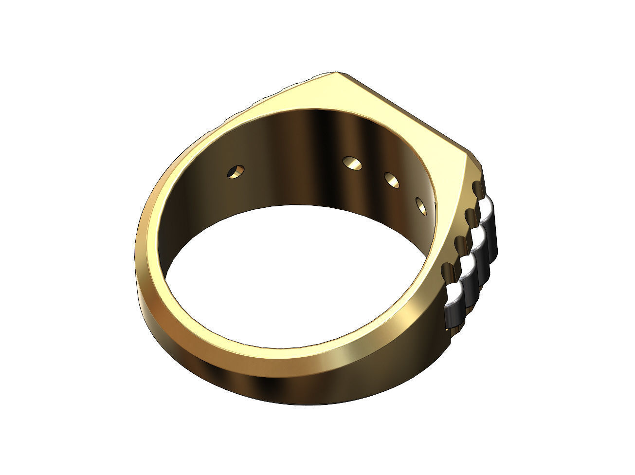 Triple diamonds presidential link inserts ring US size 9 3D model 3D ...