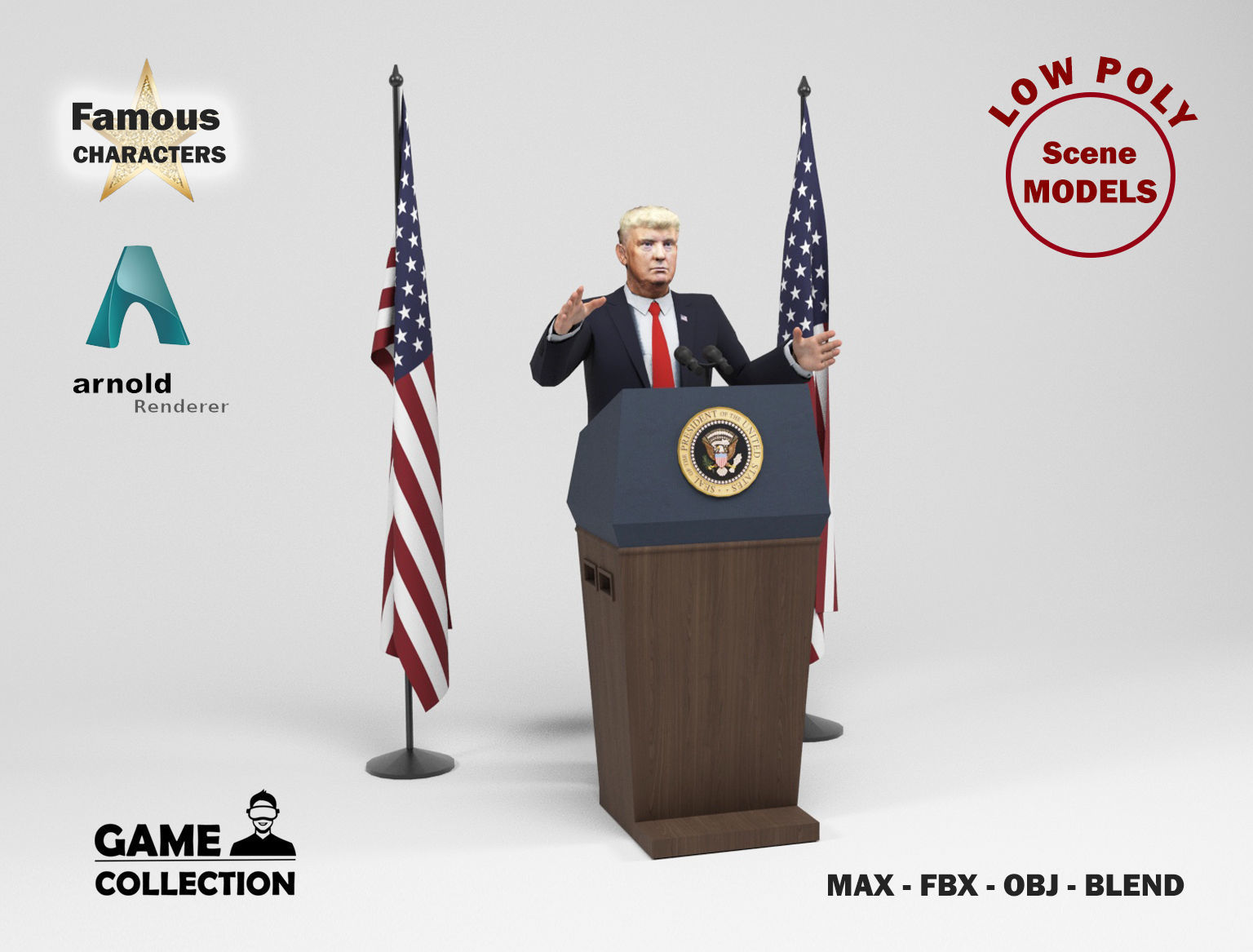 3D model Donald Trump VR / AR / low-poly rigged | CGTrader