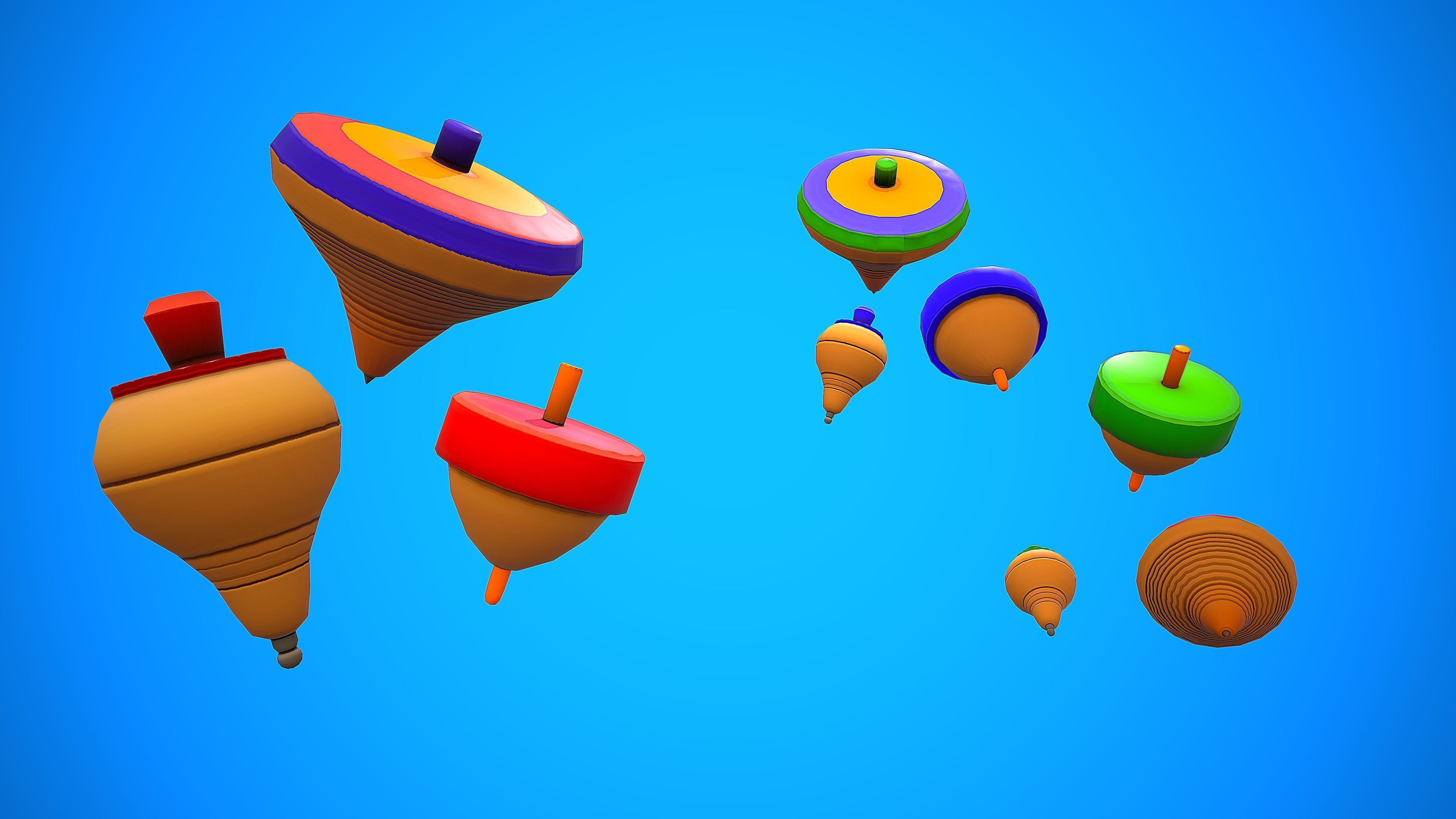 3D model PEG-TOP CARTOON STYLIZED PEONZA VR / AR / low-poly | CGTrader