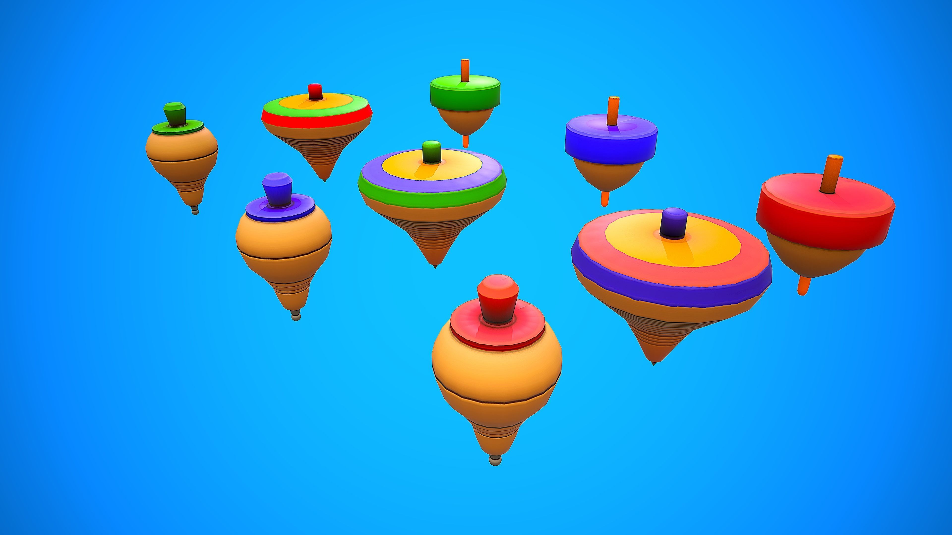 3D model PEG-TOP CARTOON STYLIZED PEONZA VR / AR / low-poly | CGTrader