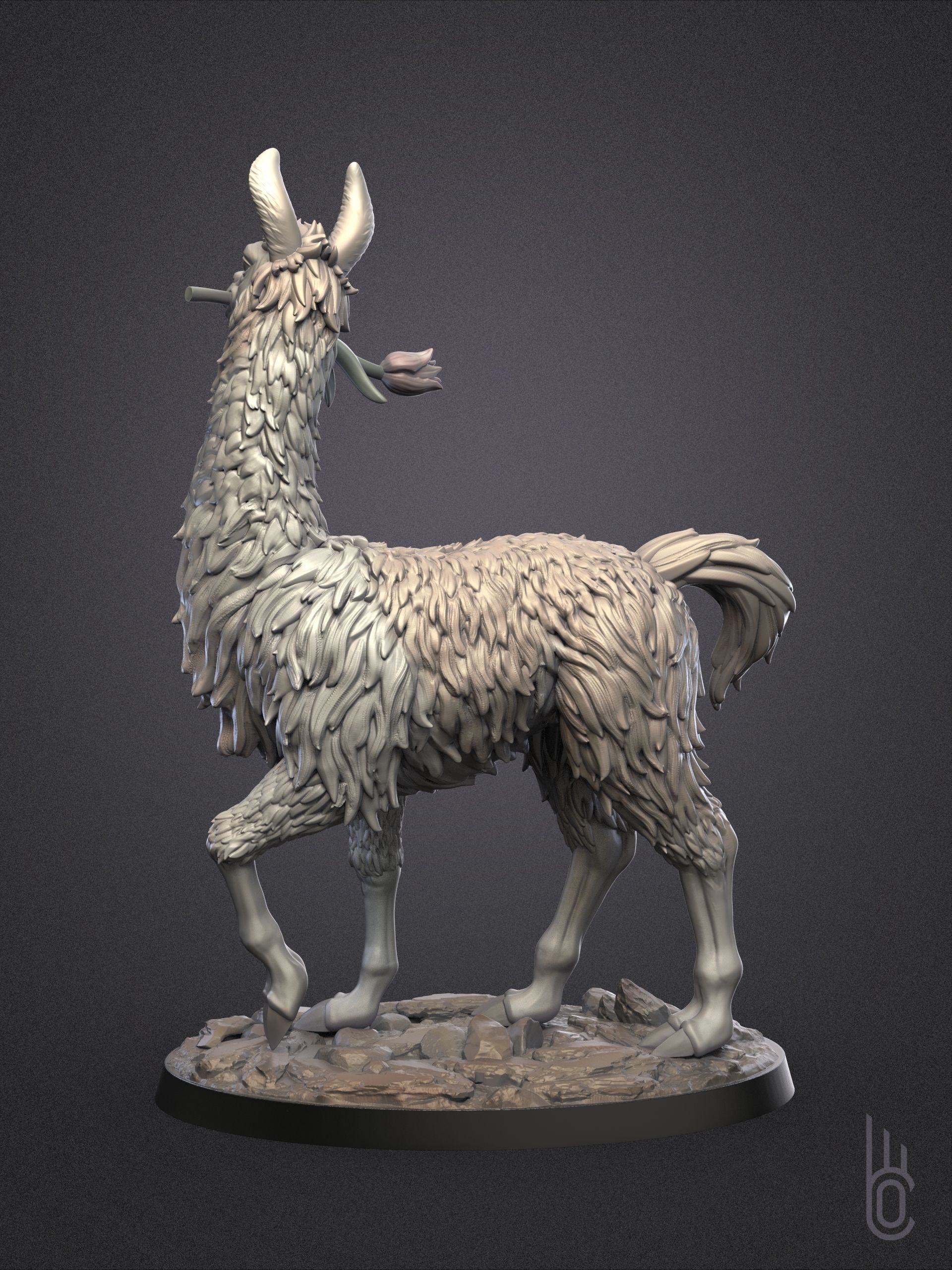 Llama with tulip 3D model 3D printable | CGTrader