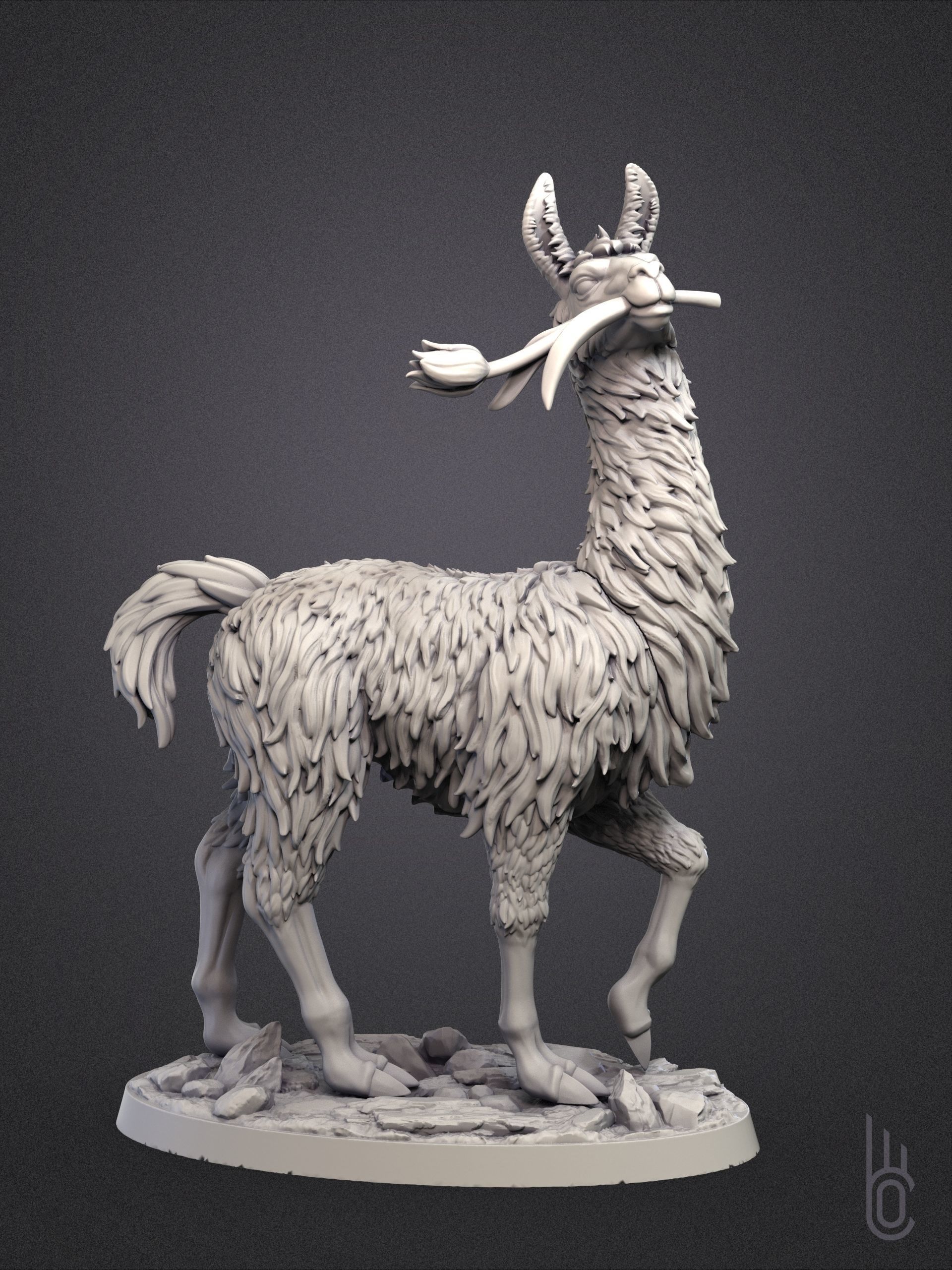 Llama with tulip 3D model 3D printable | CGTrader