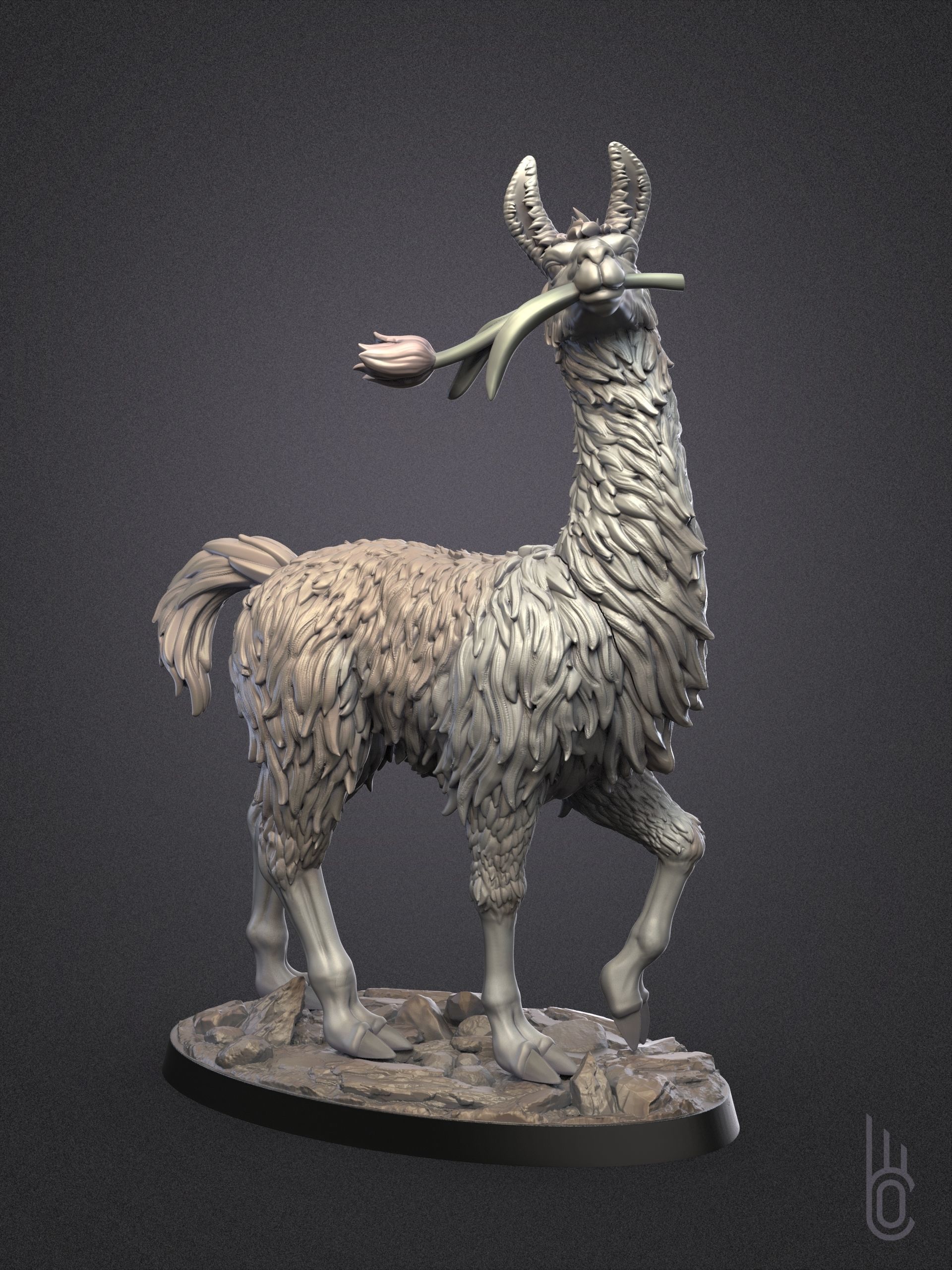 Llama with tulip 3D model 3D printable | CGTrader