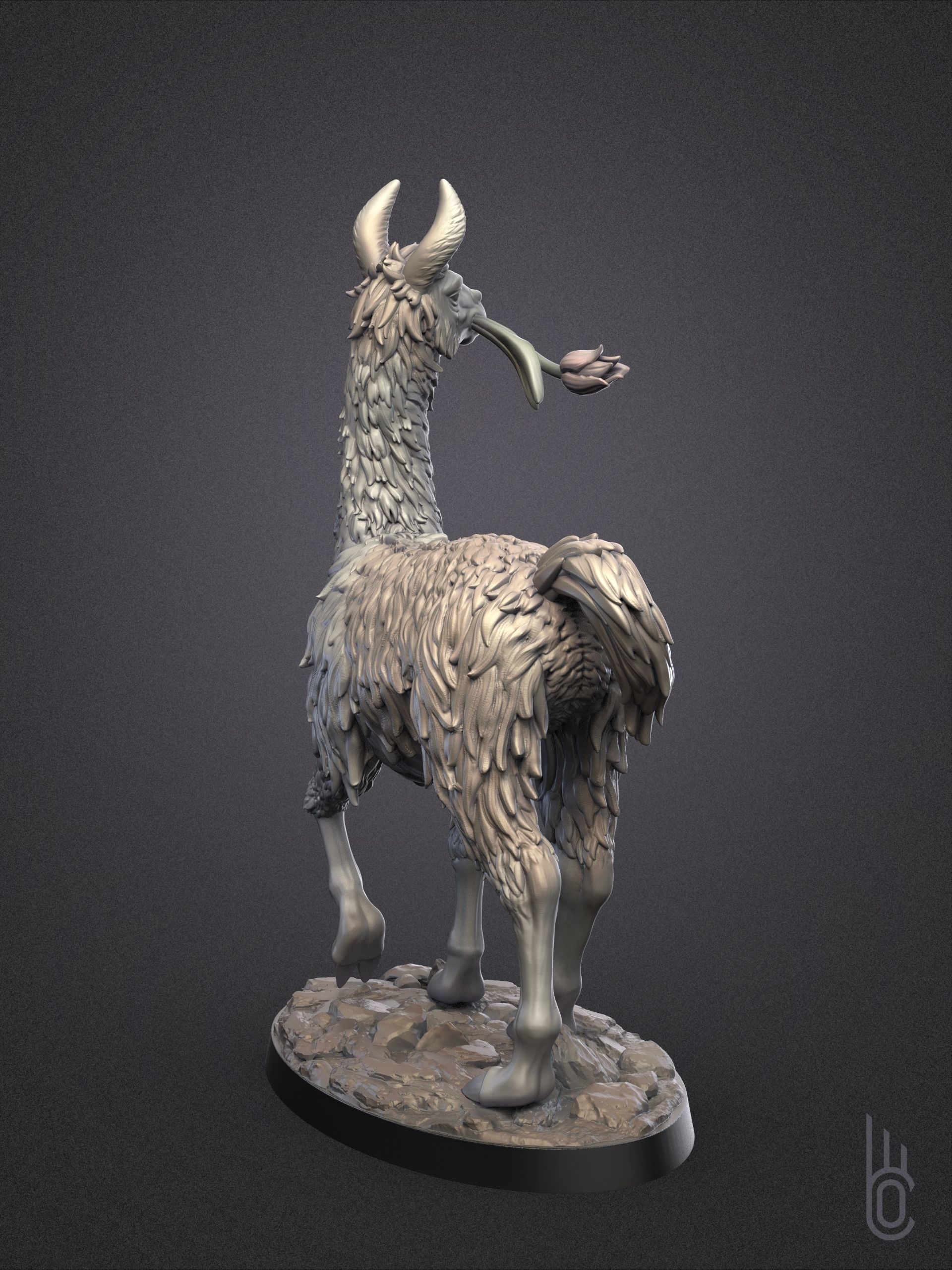 Llama with tulip 3D model 3D printable | CGTrader