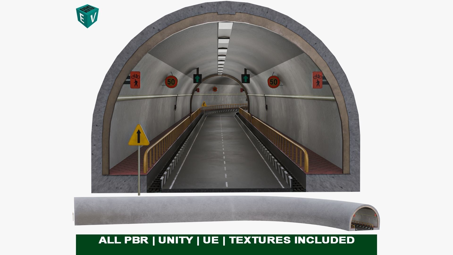 3D model Subway Road Tunnel 03 All PBR Unity UE Textures Included VR / AR / low-poly | CGTrader