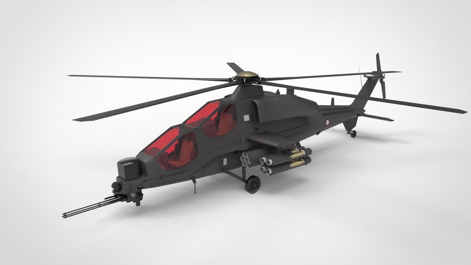 Agusta A129 Mangusta black matte 3D model | CGTrader