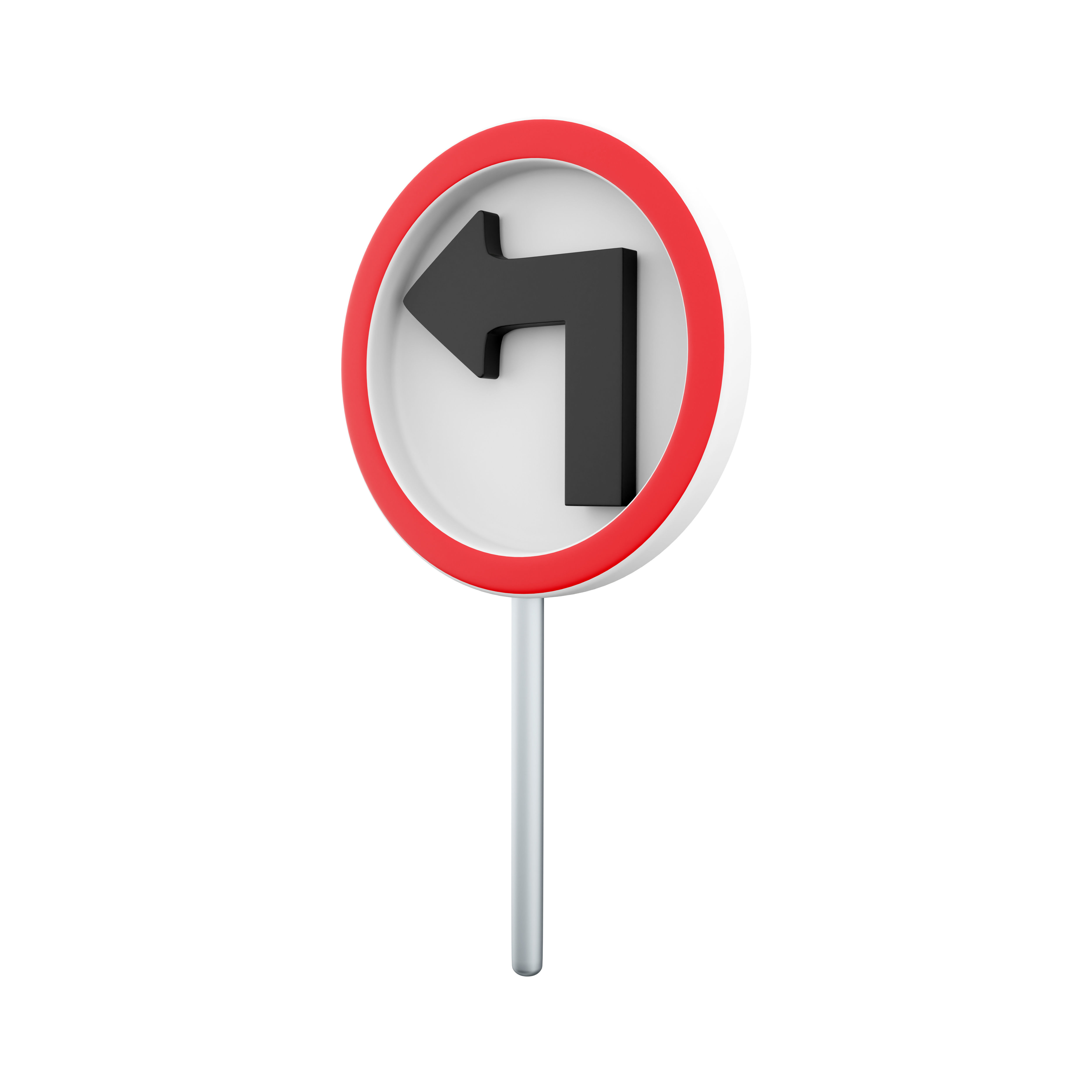 3d Turn left ahead sign cartoon icon 3D model | CGTrader
