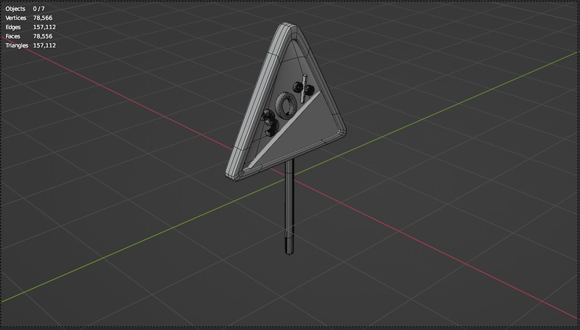 3d Traffic Sign Steep decline 30 icon 3D model | CGTrader