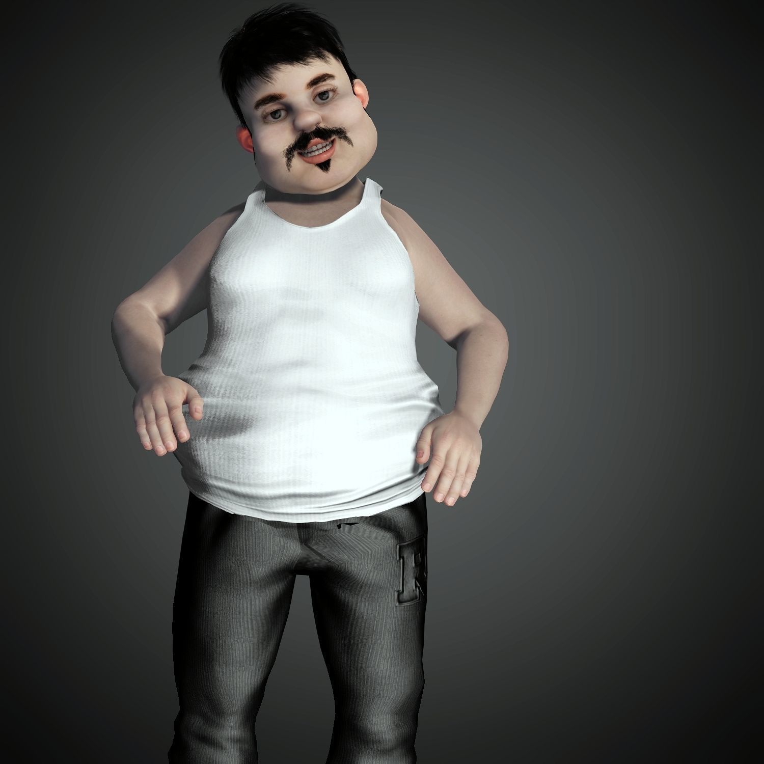 Semi Realistic Cartoon Character Fat Man Blender Iclone CC 3D model ...