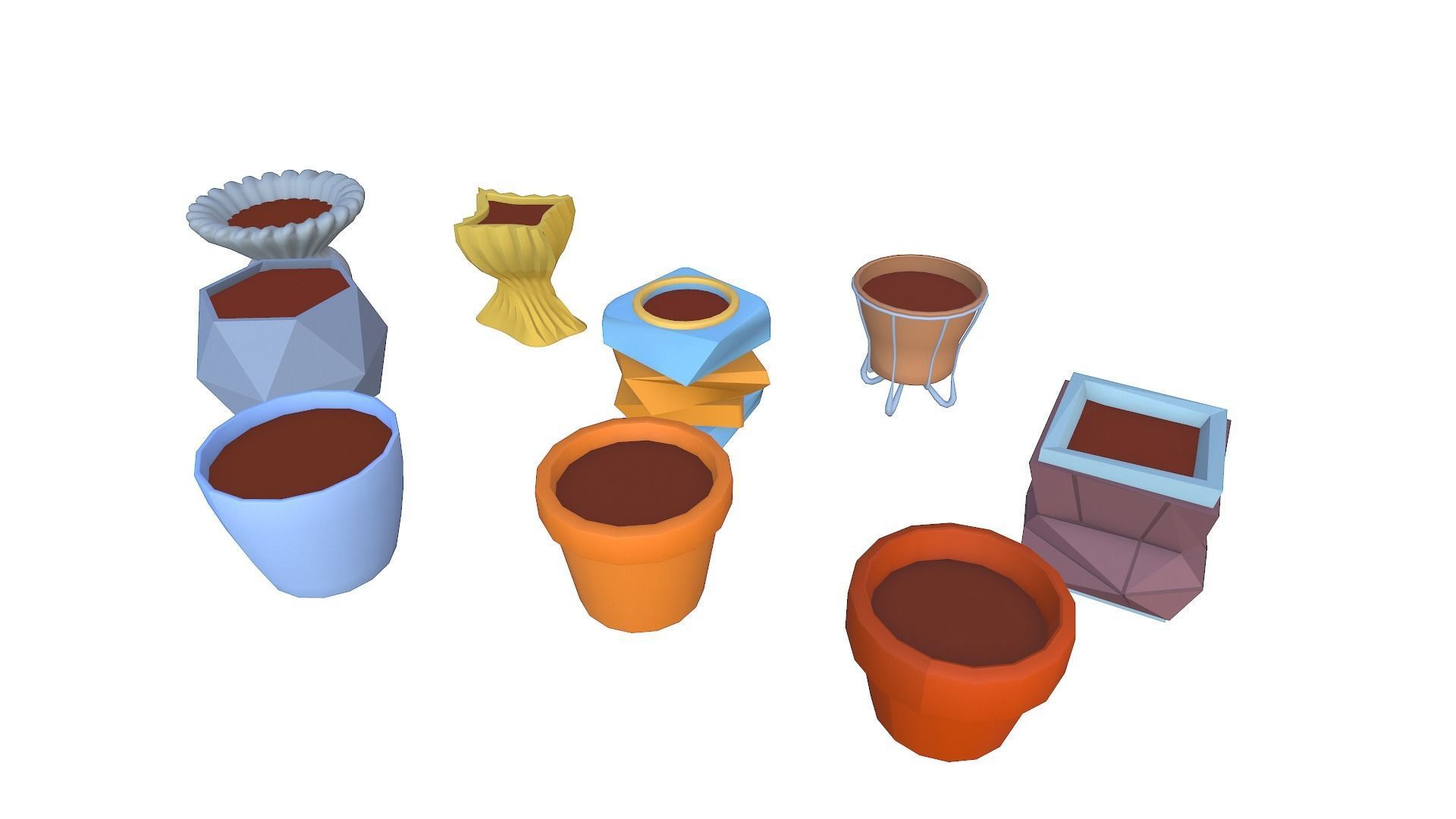 3D model Cartoon Flower Pots VR / AR / low-poly | CGTrader