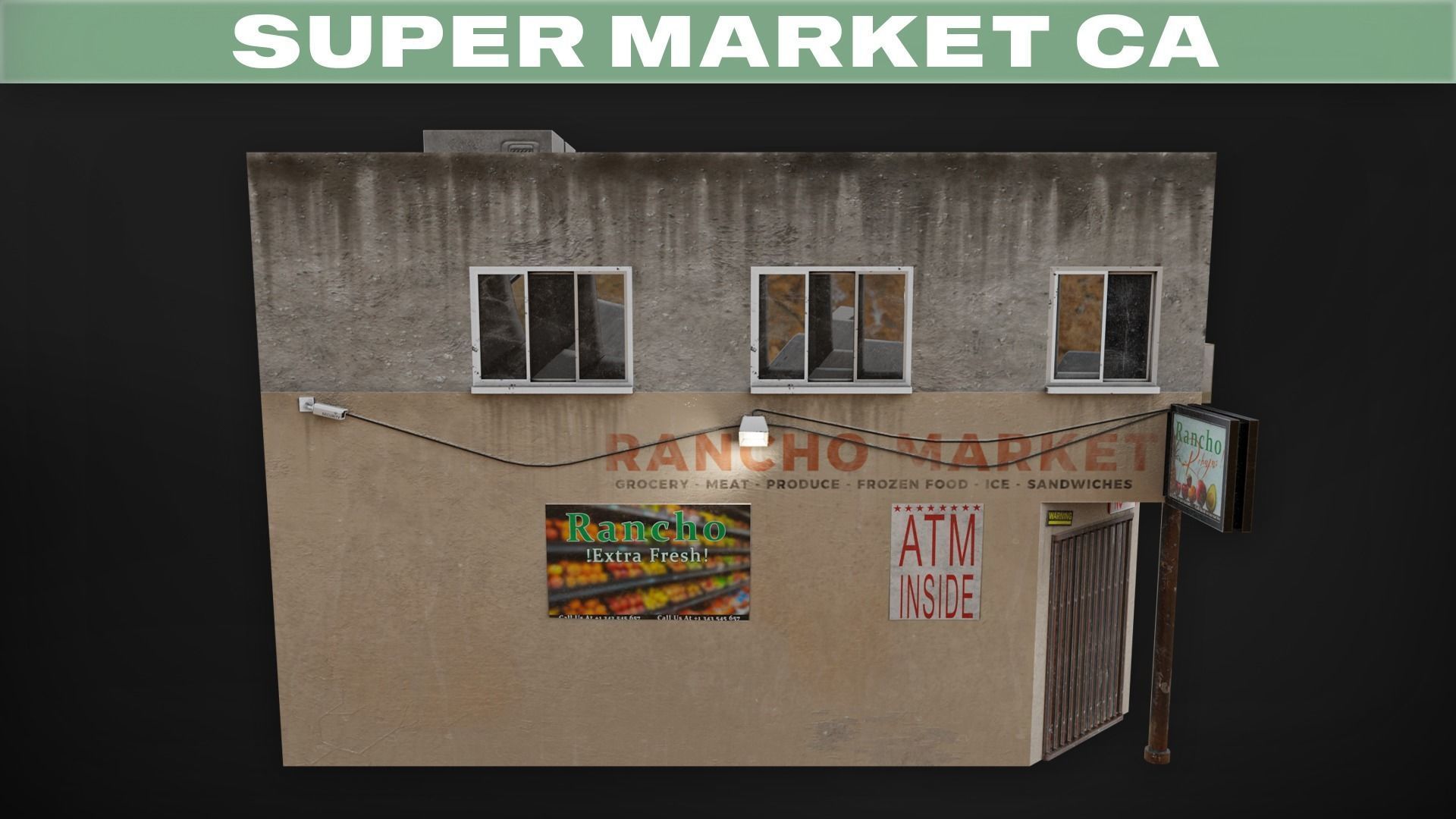 3D model Super Market California Hood VR AR low-poly 3d model VR / AR ...