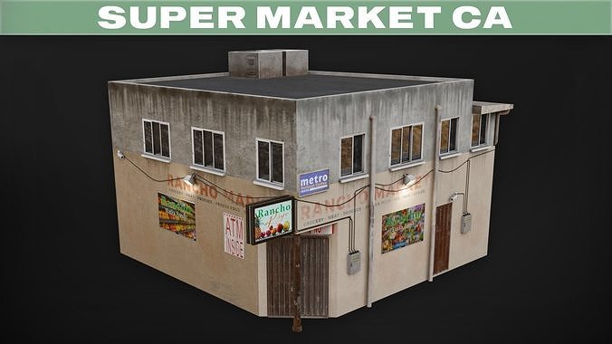 3D model Super Market California Hood VR AR low-poly 3d model VR / AR ...
