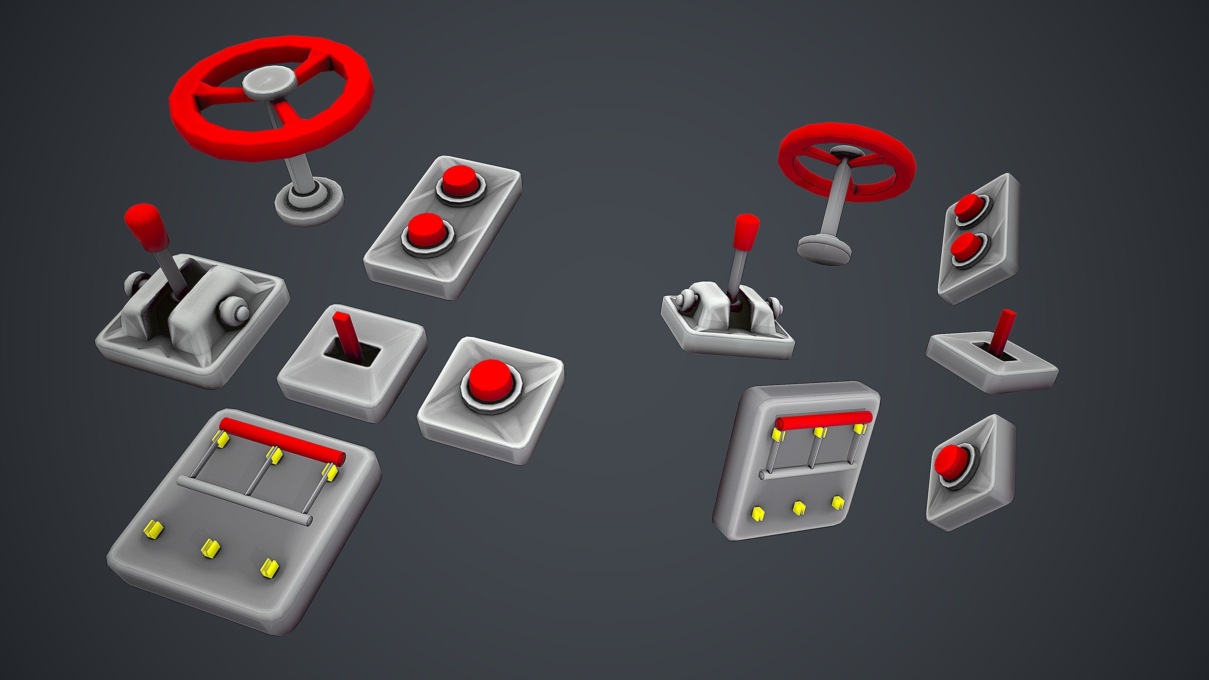 3D model BUTTONS SWITCHERS LEVERS HANDWHEEL CARTOON STYLIZED VR / AR / low-poly | CGTrader
