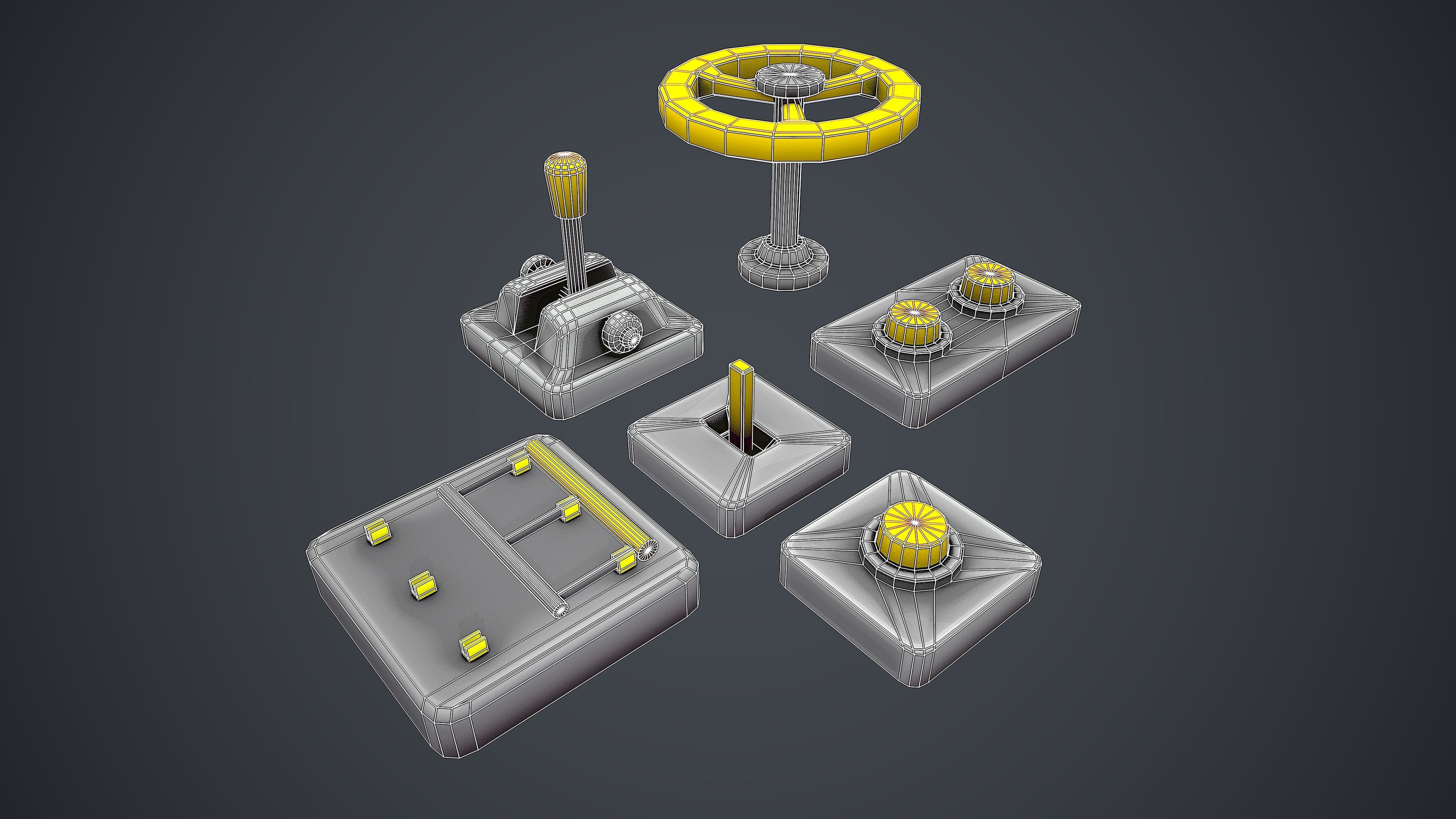 3D model BUTTONS SWITCHERS LEVERS HANDWHEEL CARTOON STYLIZED VR / AR ...