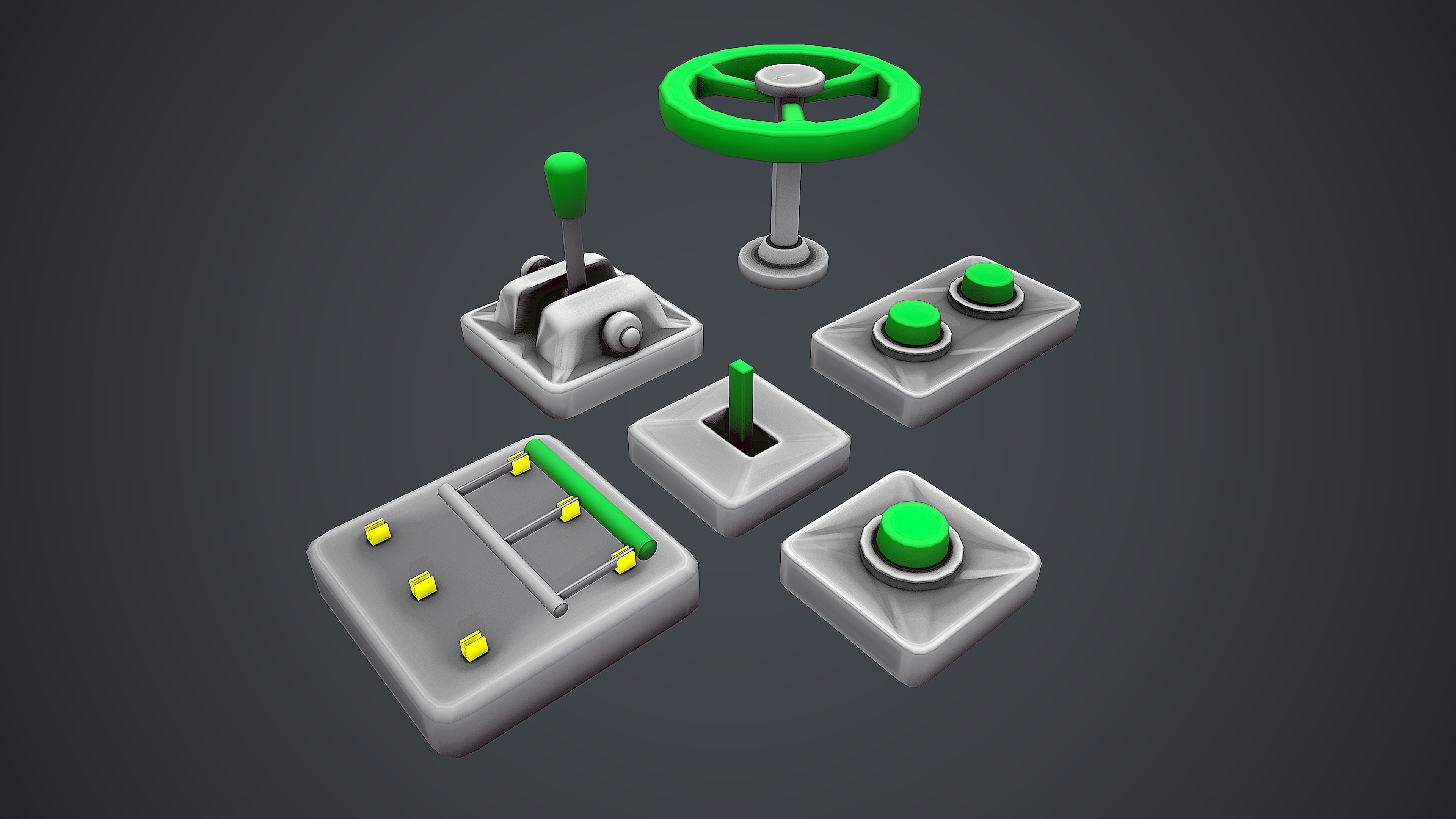 3D model BUTTONS SWITCHERS LEVERS HANDWHEEL CARTOON STYLIZED VR / AR / low-poly | CGTrader