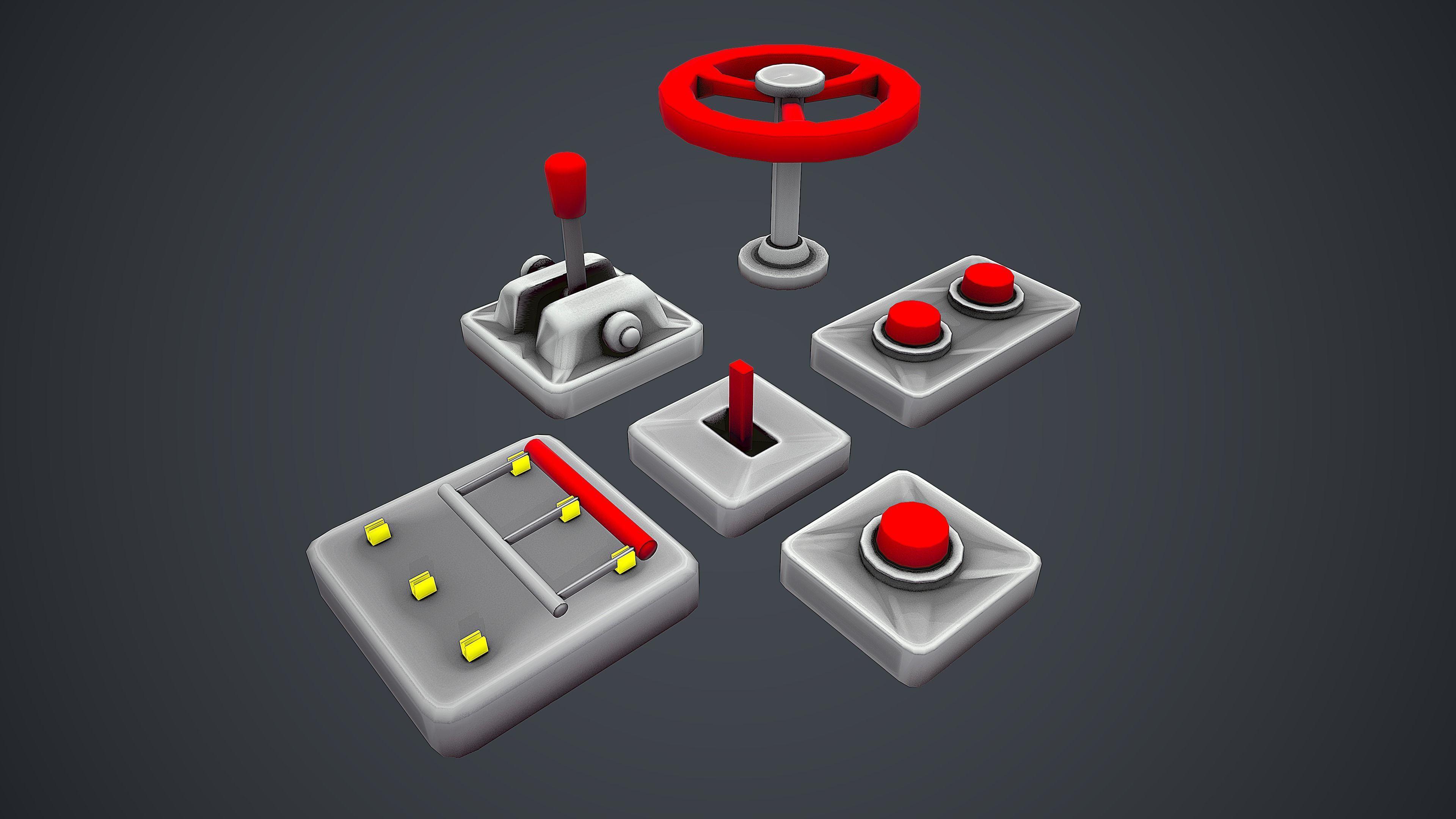 3D model BUTTONS SWITCHERS LEVERS HANDWHEEL CARTOON STYLIZED VR / AR / low-poly | CGTrader