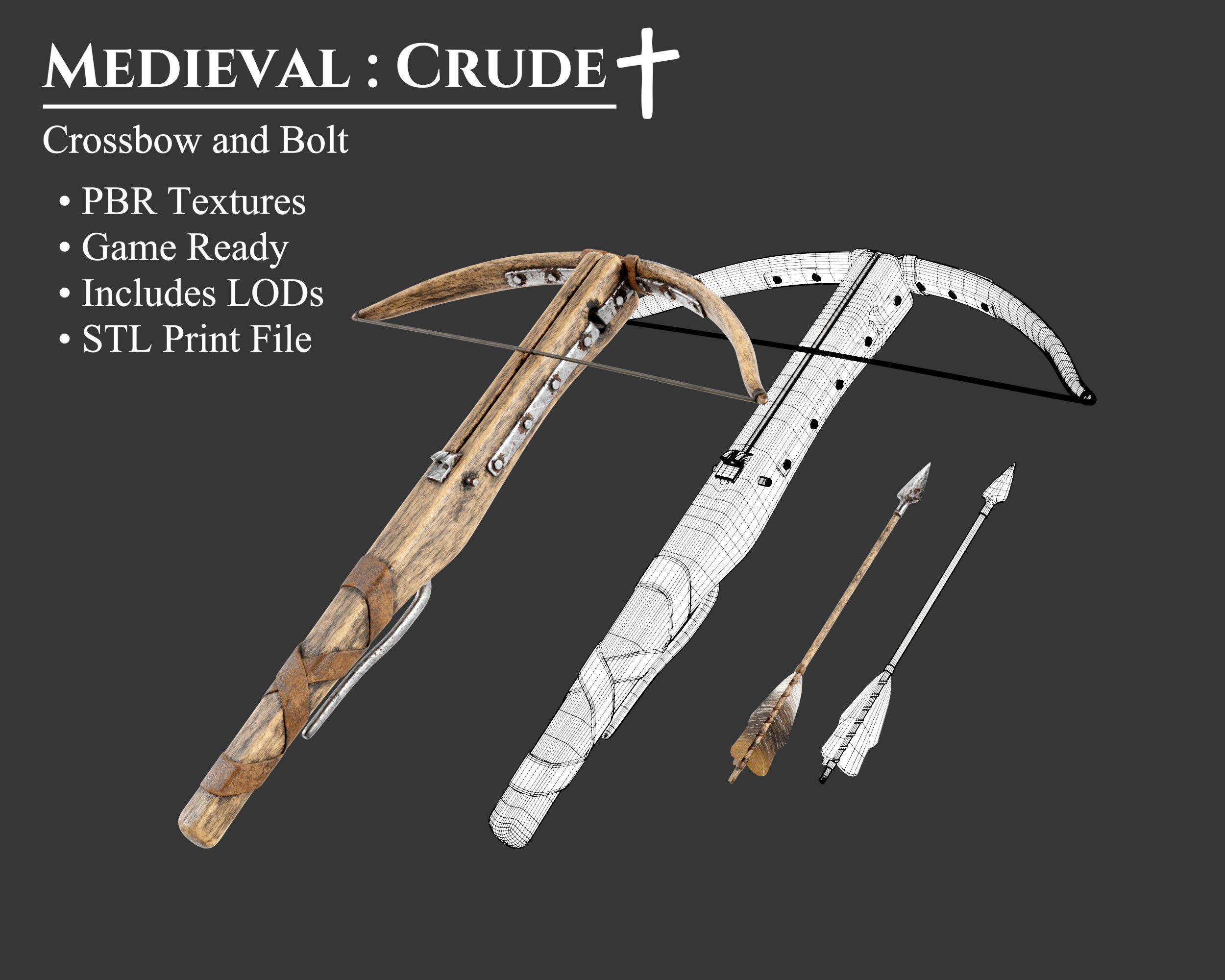 3D Model Collection Medieval Ranged Weapons Pack VR / AR / low-poly ...