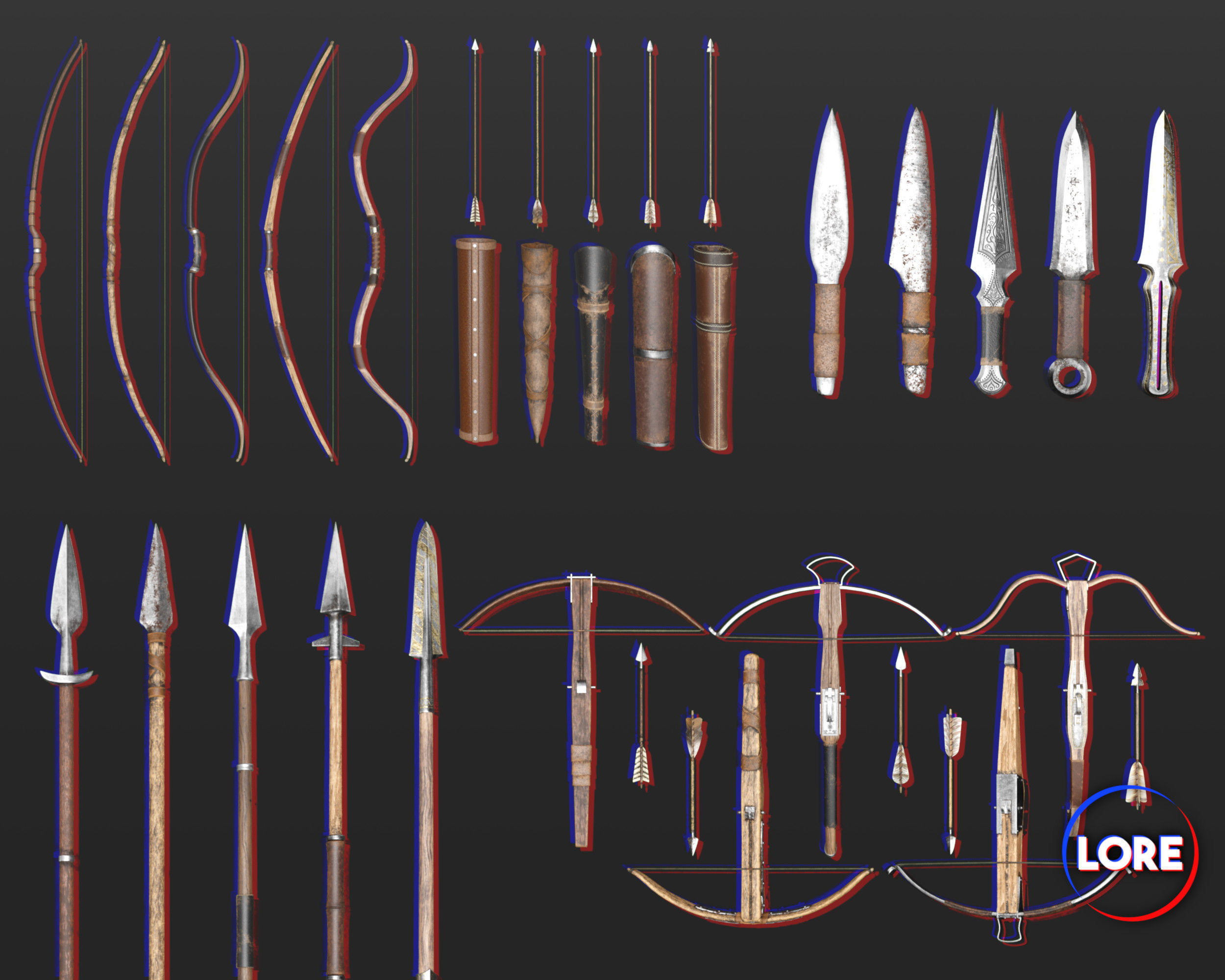 3D Model Collection Medieval Ranged Weapons Pack VR / AR / low-poly | CGTrader