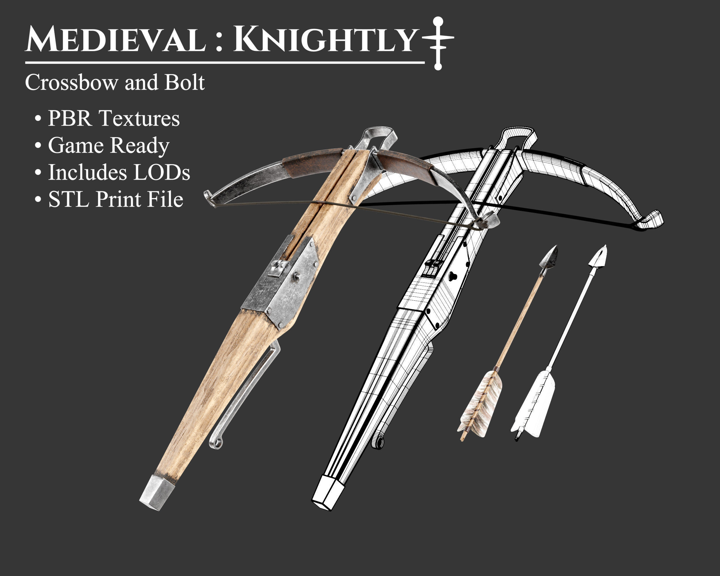 3D Model Collection Medieval Ranged Weapons Pack VR / AR / low-poly ...