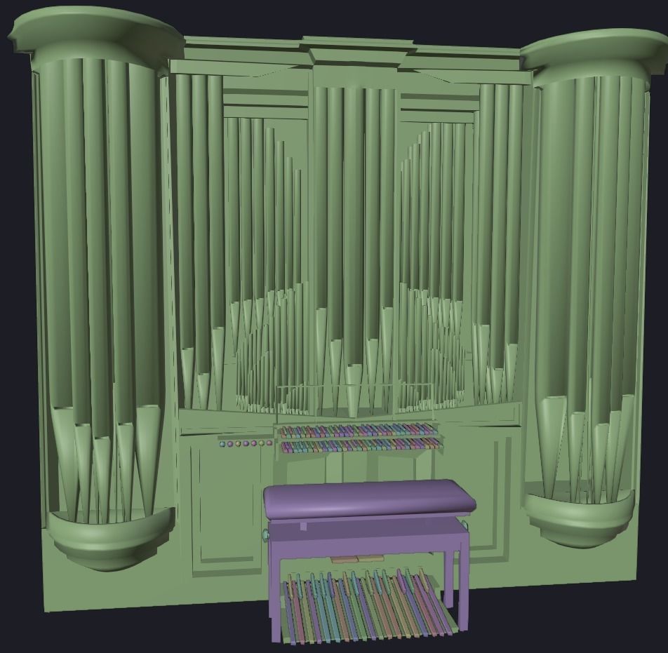 Church Pipe Organ - Rigged and with Adjustable Chair 3D model rigged ...