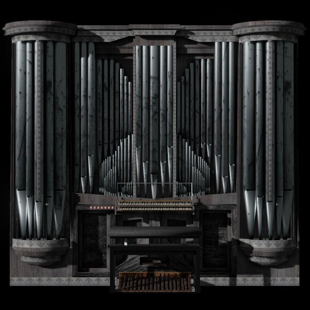 Church Pipe Organ - Rigged and with Adjustable Chair 3D model rigged ...