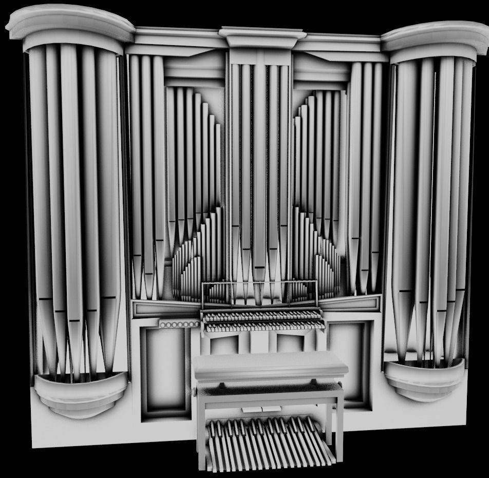 Church Pipe Organ - Rigged and with Adjustable Chair 3D model rigged ...