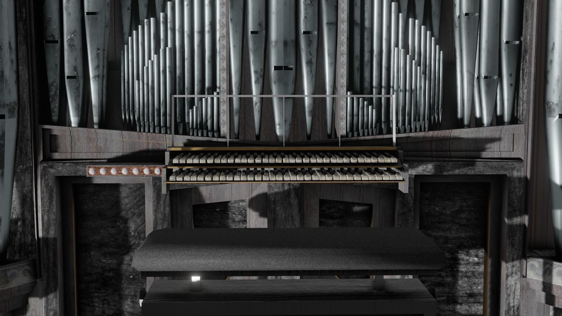 Church Pipe Organ - Rigged and with Adjustable Chair 3D model rigged ...